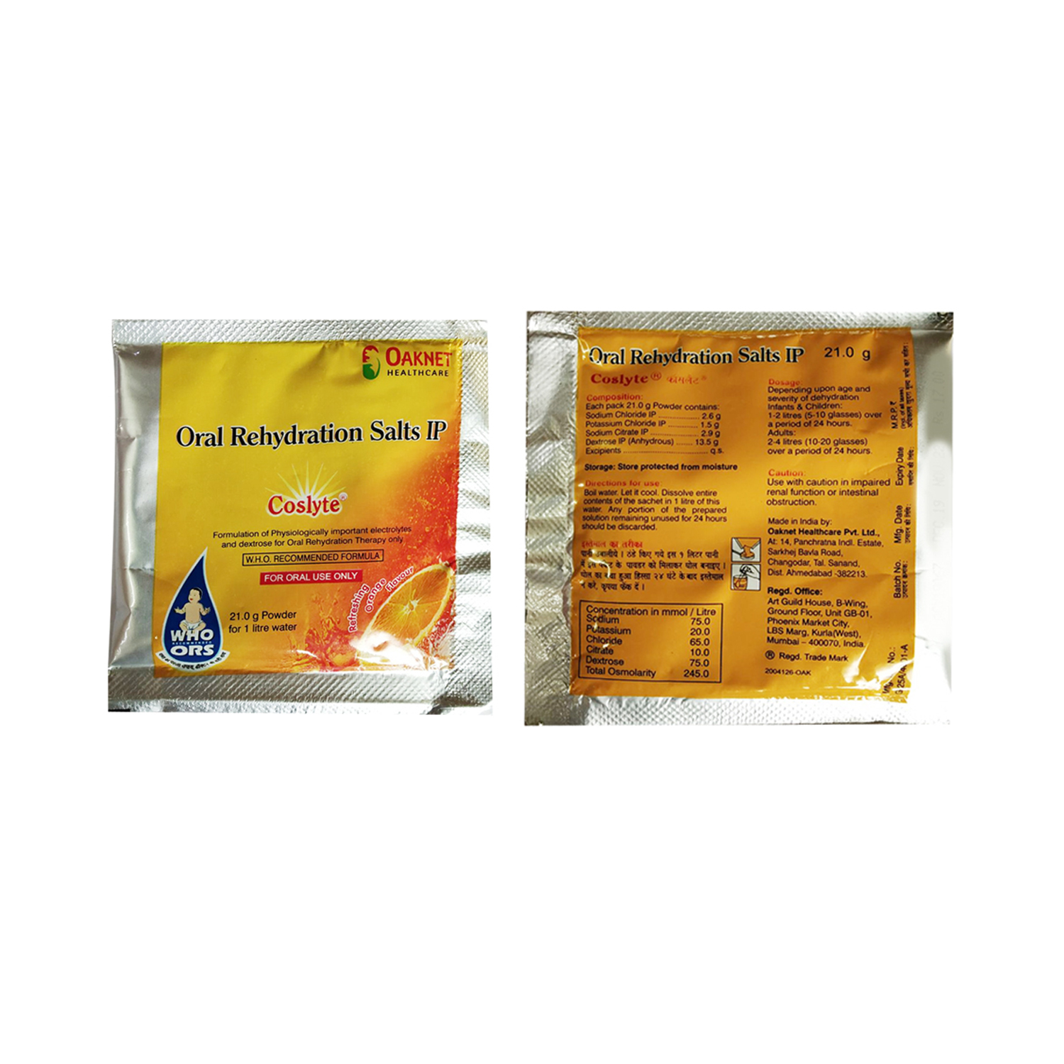 Coslyte ORS electral powder 21gm | Orange Flavour