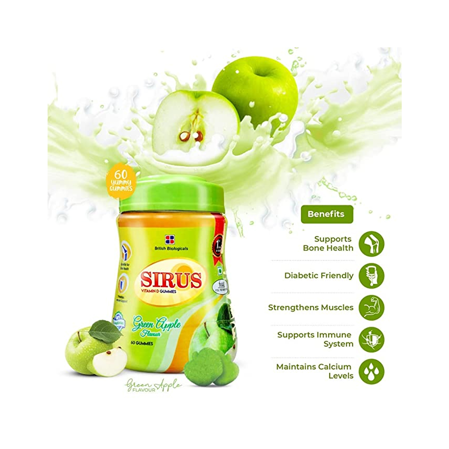 British Biologicals Sirus Vitamin D Gummies (60 gummies) - Cureka - Online Health Care Products Shop