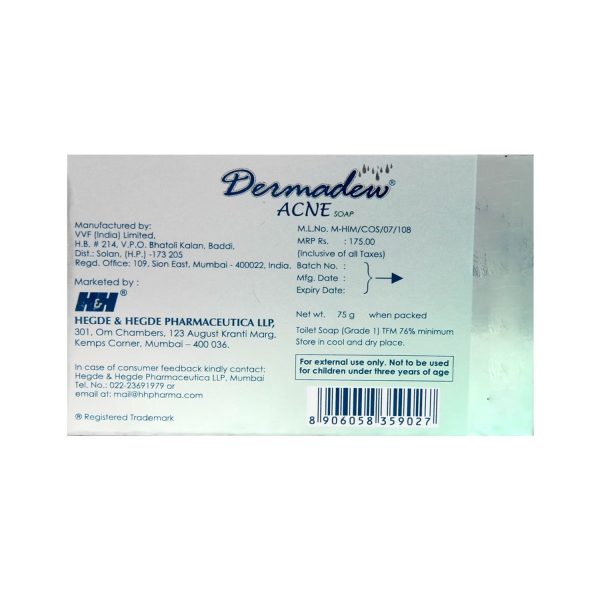 Buy Dermadew Acne Soap 75g Online - Cureka