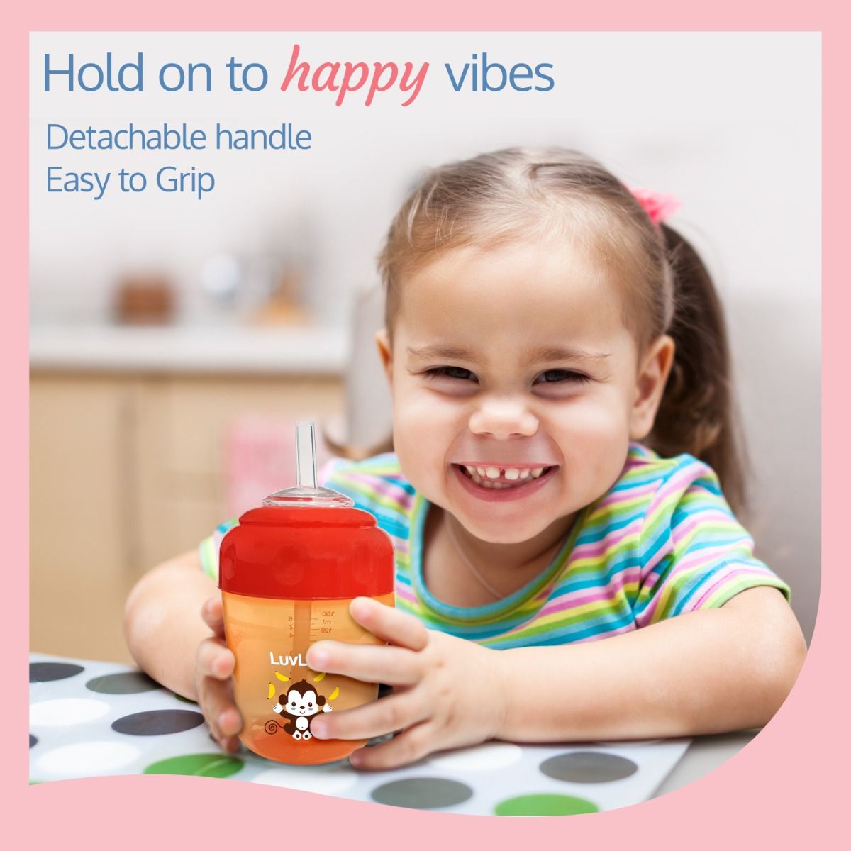 LuvLap Banana Time 2 In 1 Spout And Straw Sipper Orange (150ml)