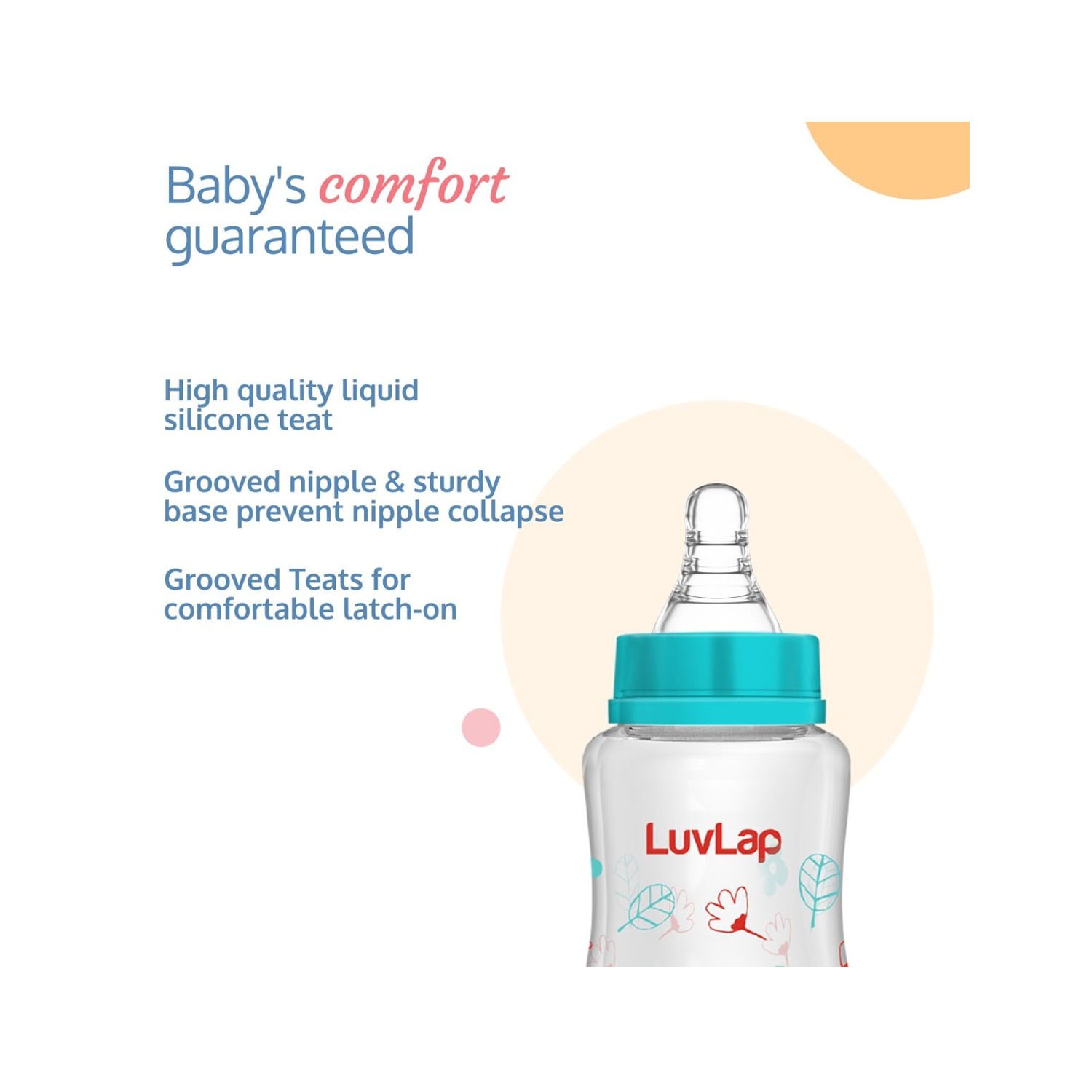 Luvlap Slim Neck Bottles and Teats - WildFlower 125ml