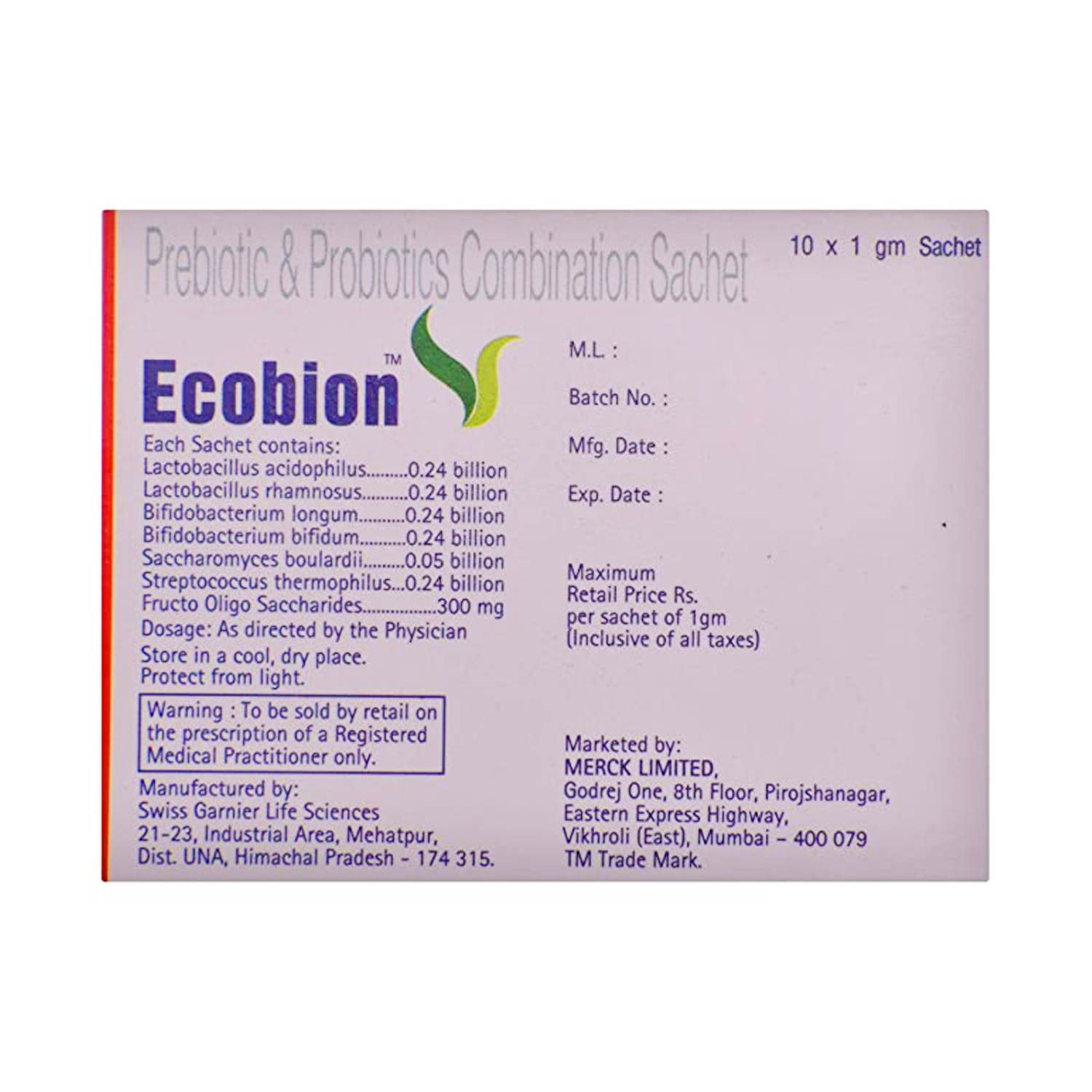 Ecobion Sachet (10 X 1gm Sachet) - Cureka - Online Health Care Products ...
