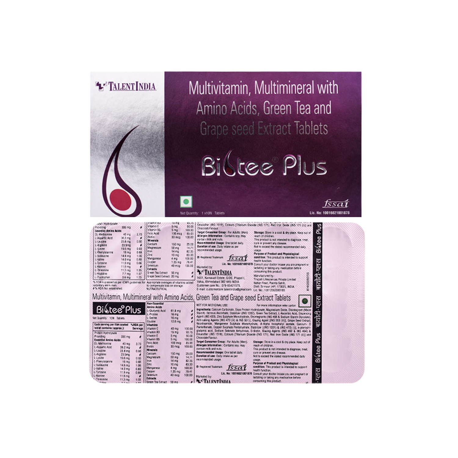 Talent India Biotee Plus Tablets (1×10 Tablets) - Cureka