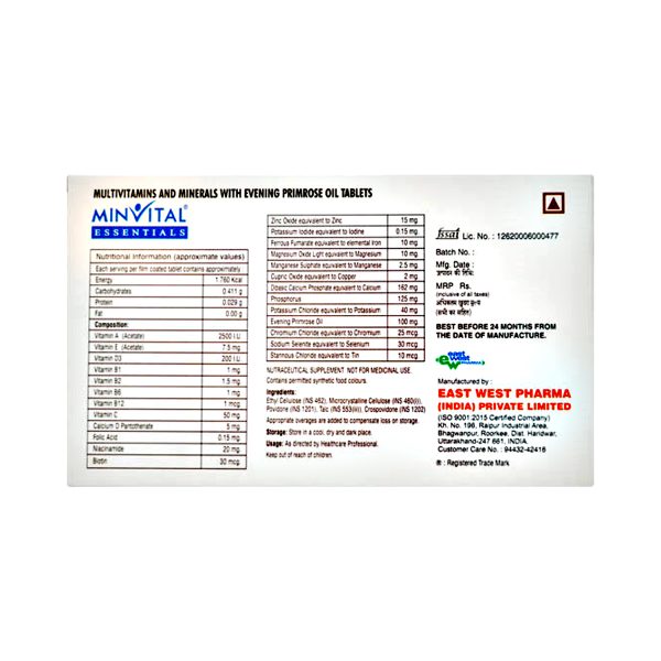 Minvital Essentials Tablets 10’s - Cureka - Online Health Care Products ...