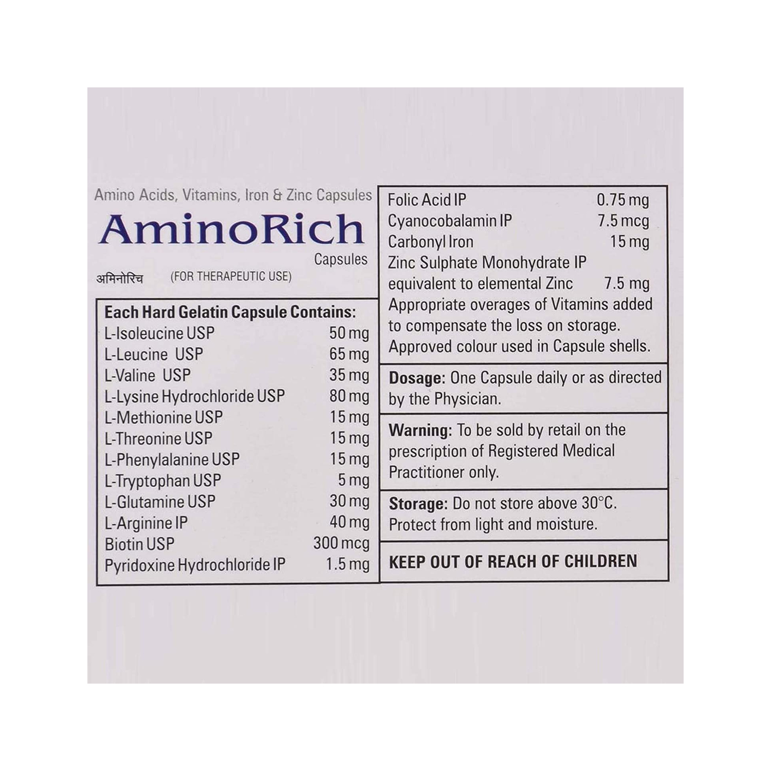 Aminorich Capsule - (15 Capsules) - Cureka - Online Health Care ...