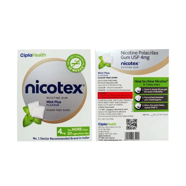 Nicotex 4mg Freshmint Flavor Sugar Free (Pack size: 12 units)