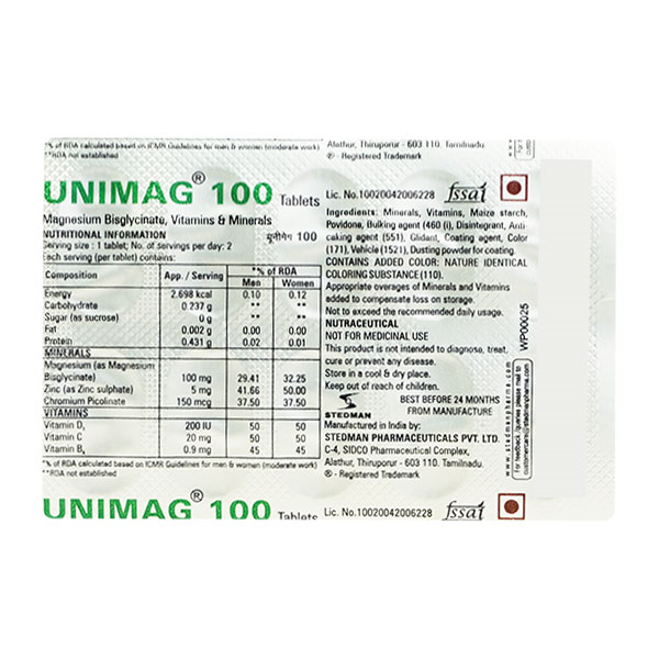 Unimag 100 Tablets 10’s - Cureka - Online Health Care Products Shop