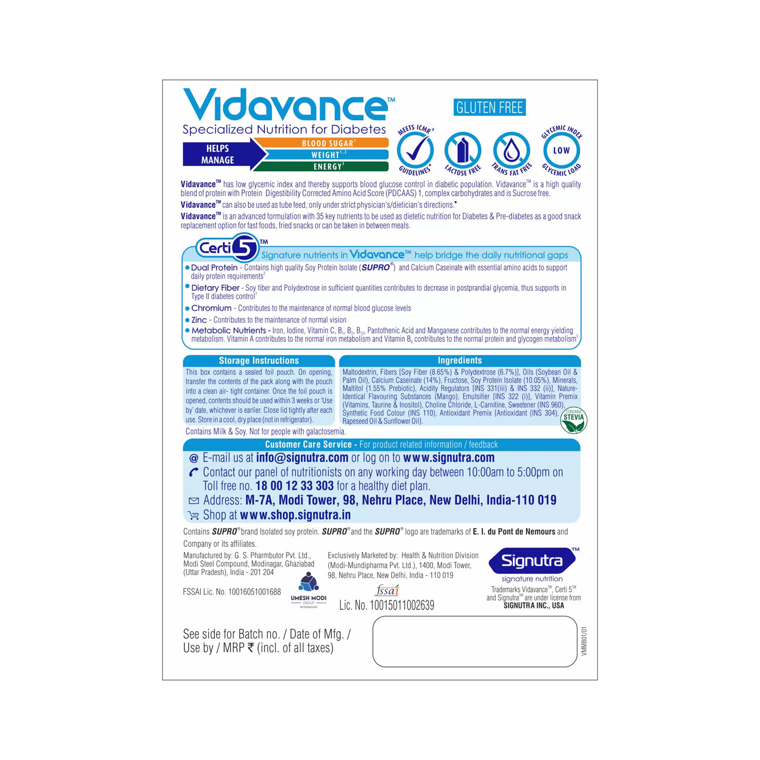 Vidavance Nutritional Powder for Diabetes & Pre Diabetes Mango Flavour ...