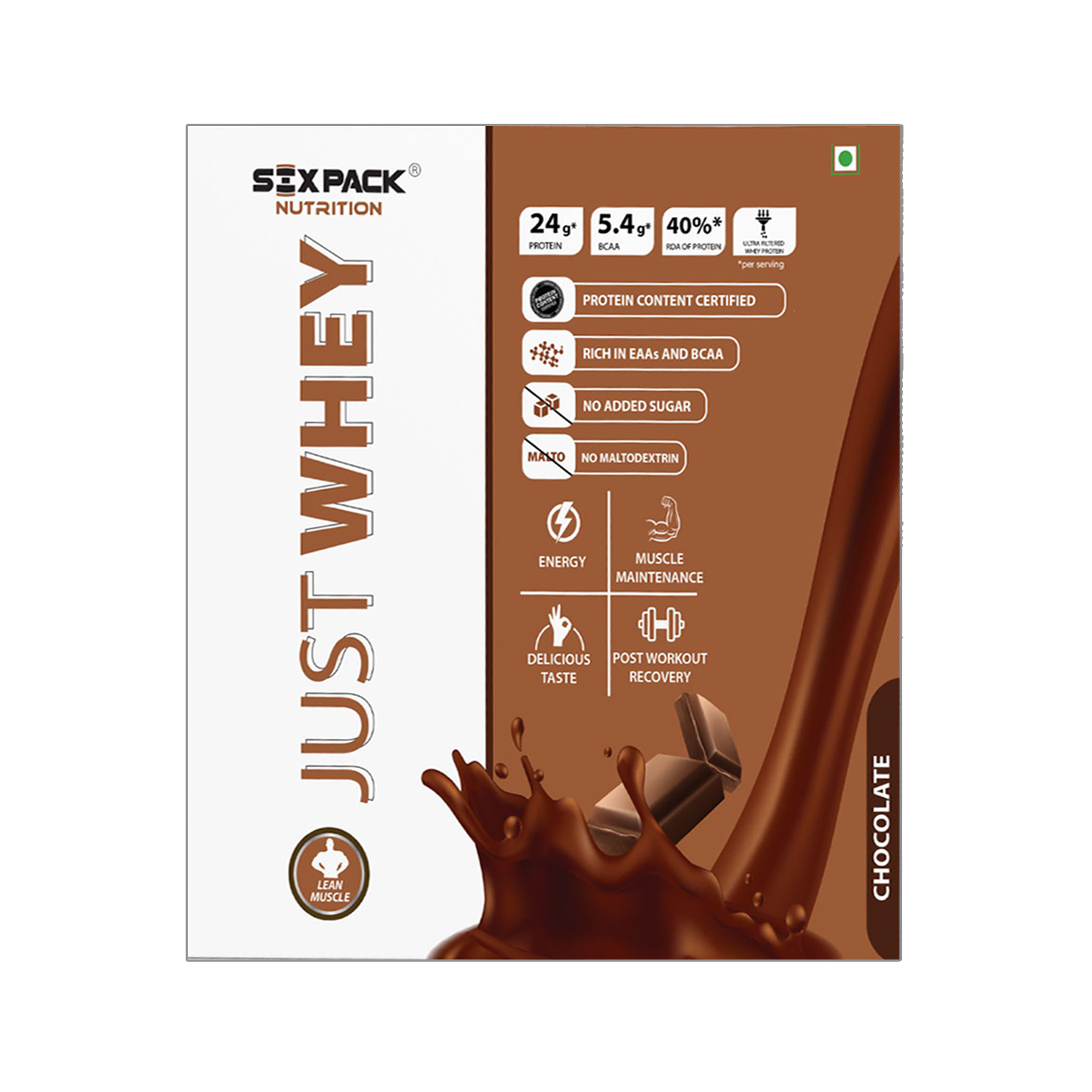 Six Pack Nutrition Just whey Protein Powder 2kg - Chocolate Flavour ...