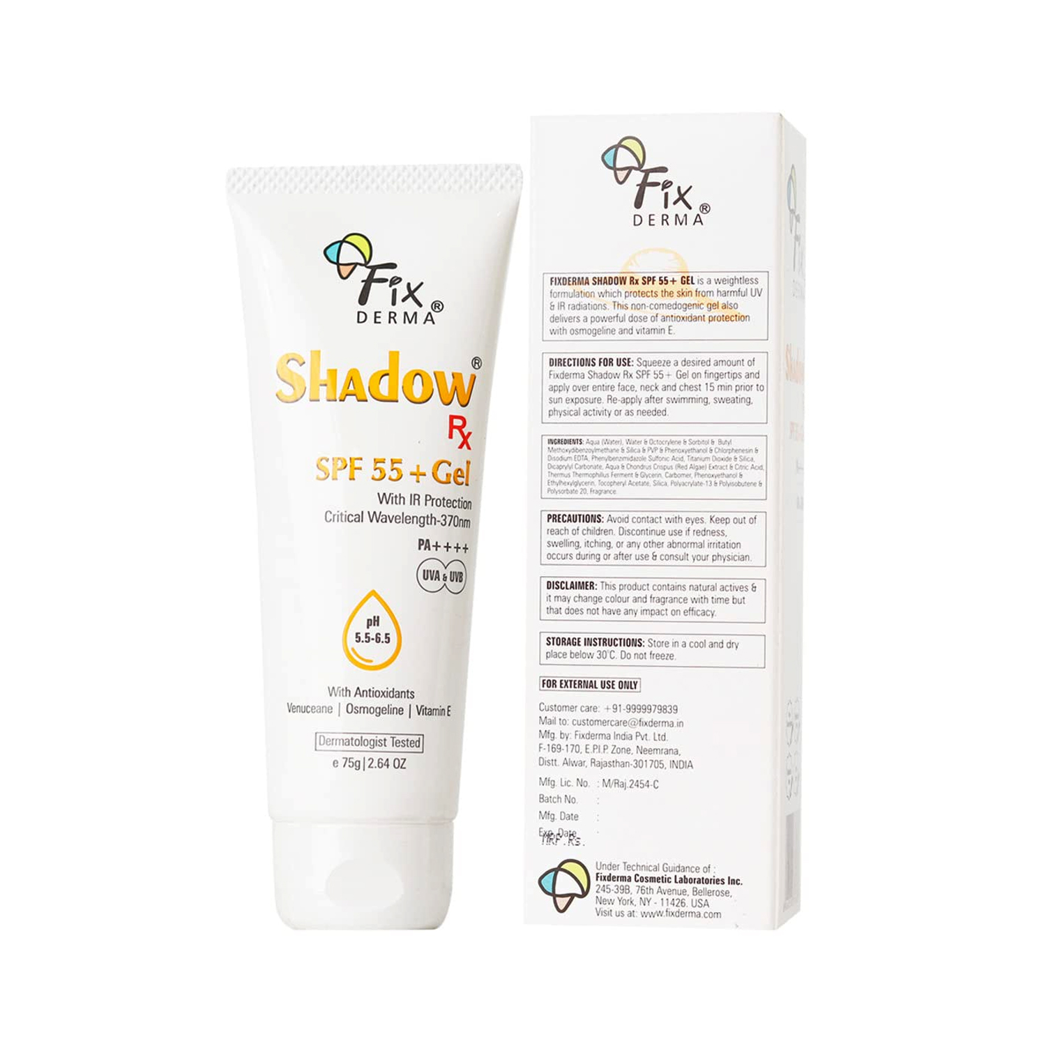 Buy Fixderma Shadow Gel 75gm SPF 50 Plus Online - Cureka