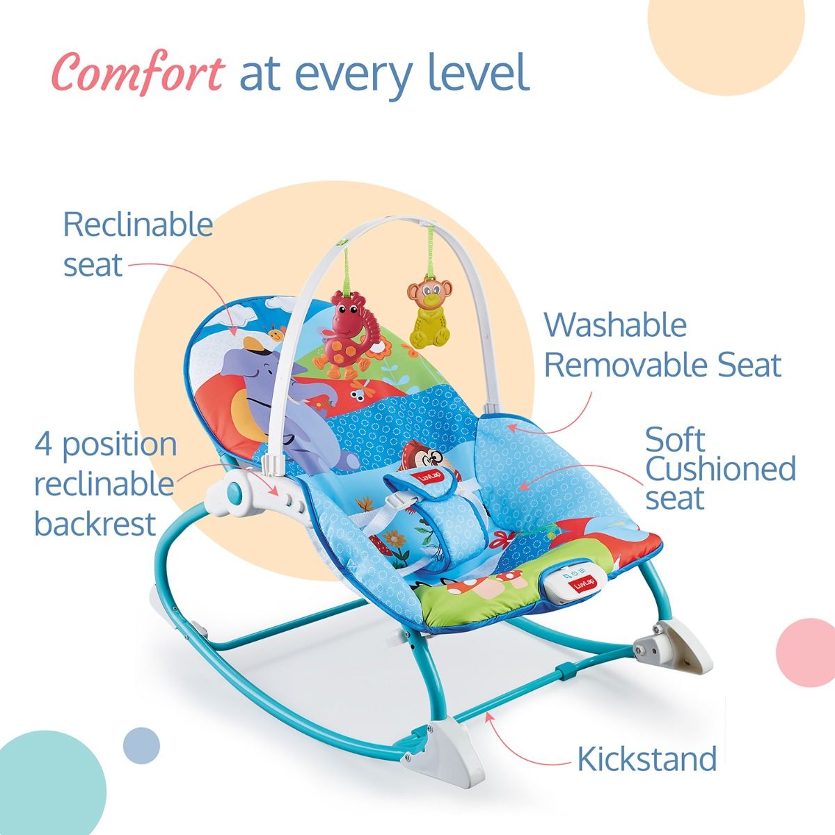 LuvLap Happy Jungle Toddler Rocker cum Bouncer - Giraffe - Cureka ...