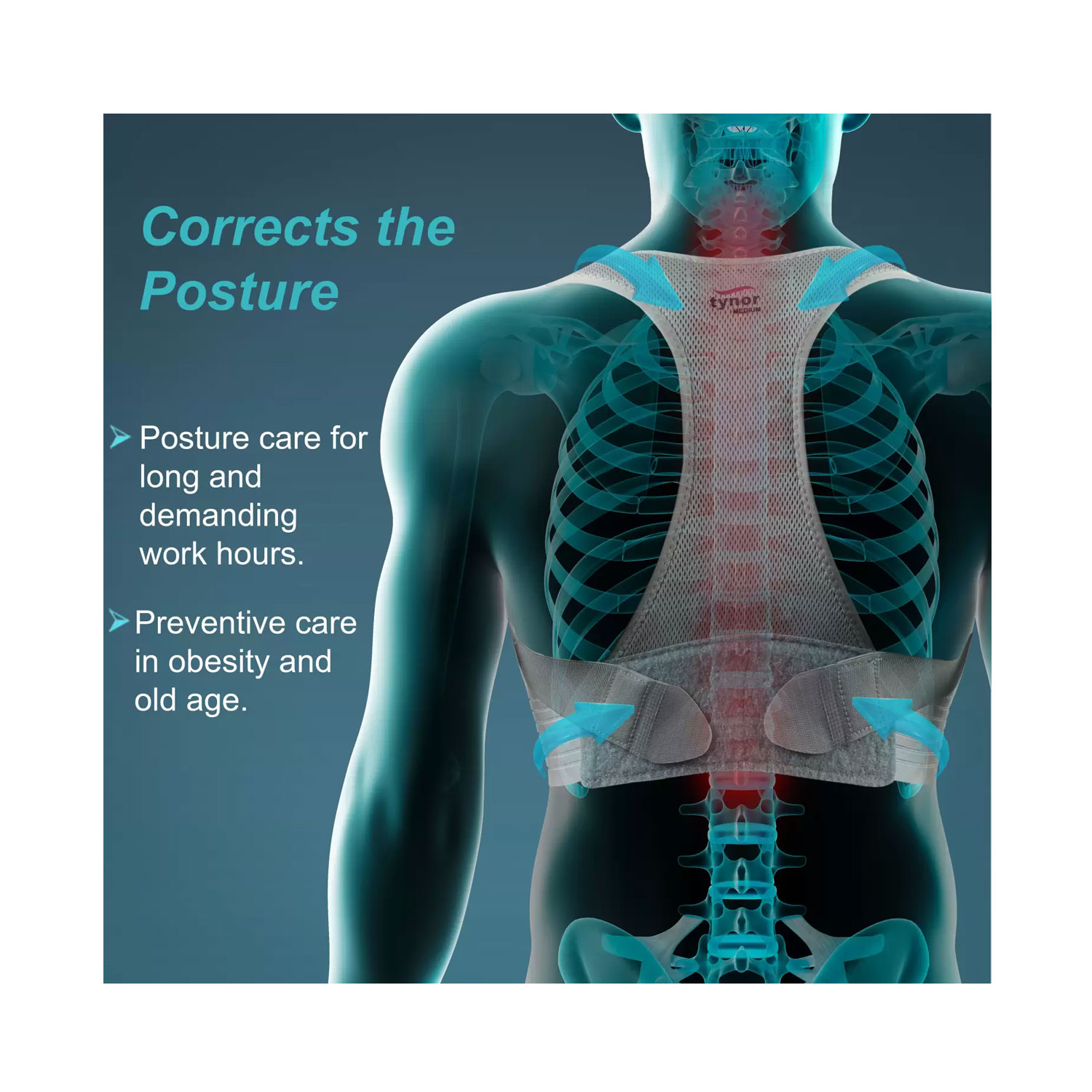 Tynor Posture Corrector Grey (A-33) Large - Cureka