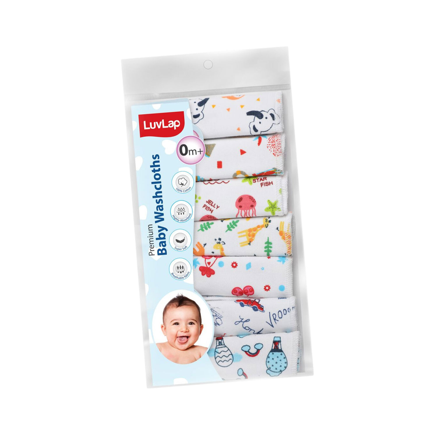 LuvLap Premium Baby Washcloths (7Pcs) – Cherry Print - Cureka - Online ...