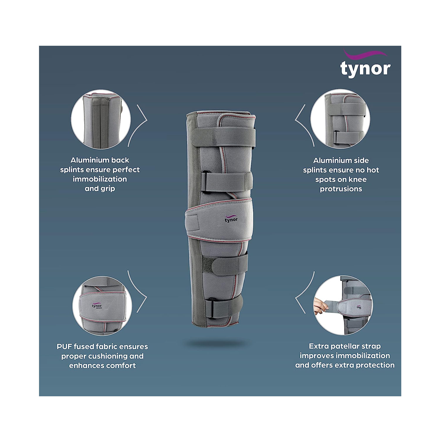 Tynor Knee Immobilizer 22”/56cm Gray - Large D-28 - Cureka - Online ...