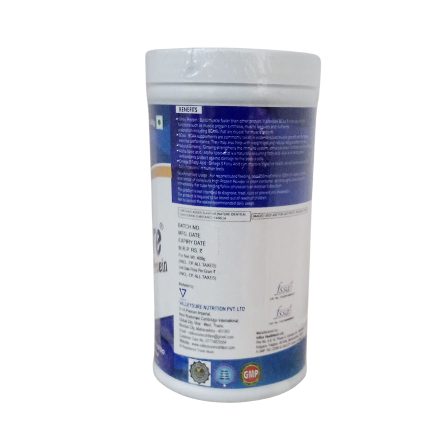 Valleysure High Protein Vanilla Flavour 400g - Cureka