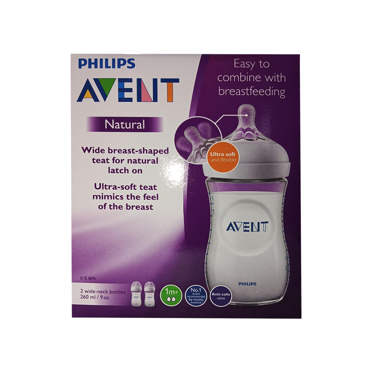 Philips Avent Natural Feeding Bottles 260 ml (Pack of 2) - Cureka