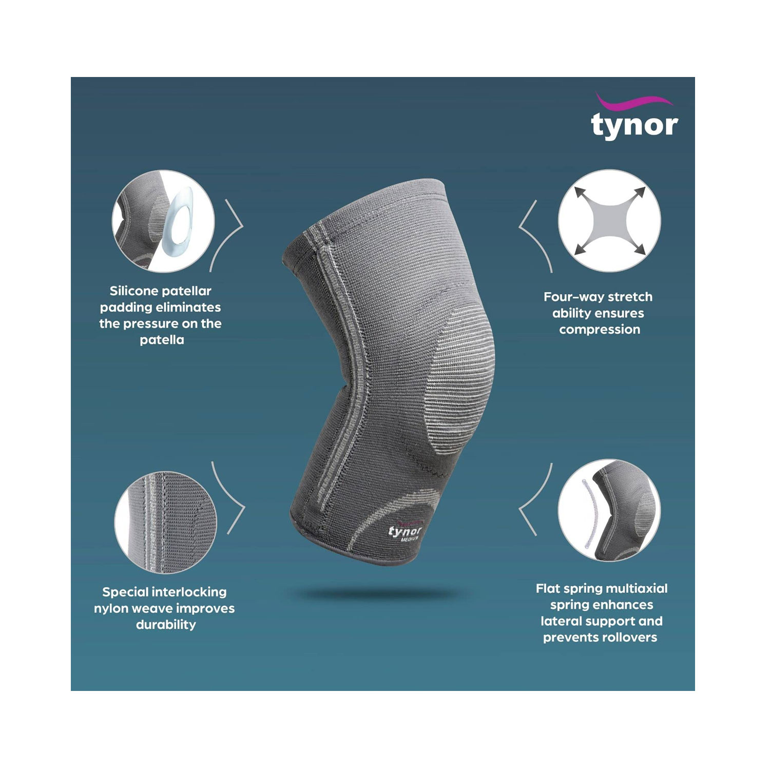 Tynor Knee Cap with Patellar Ring (Single) - Medium D-07 - Cureka ...