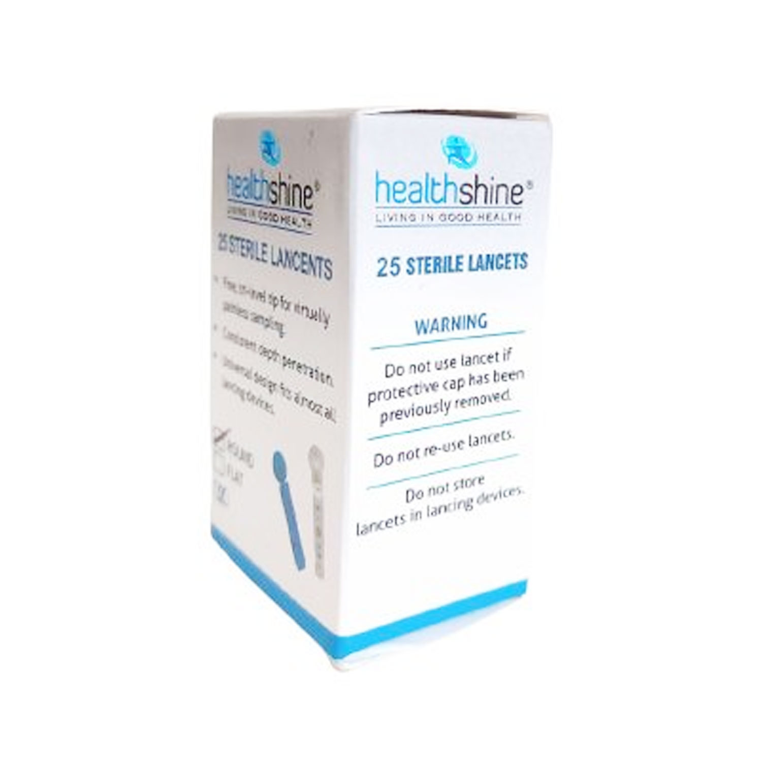 Healthshine Blood Lancets Round / Flat Blue and White (25 pieces ...
