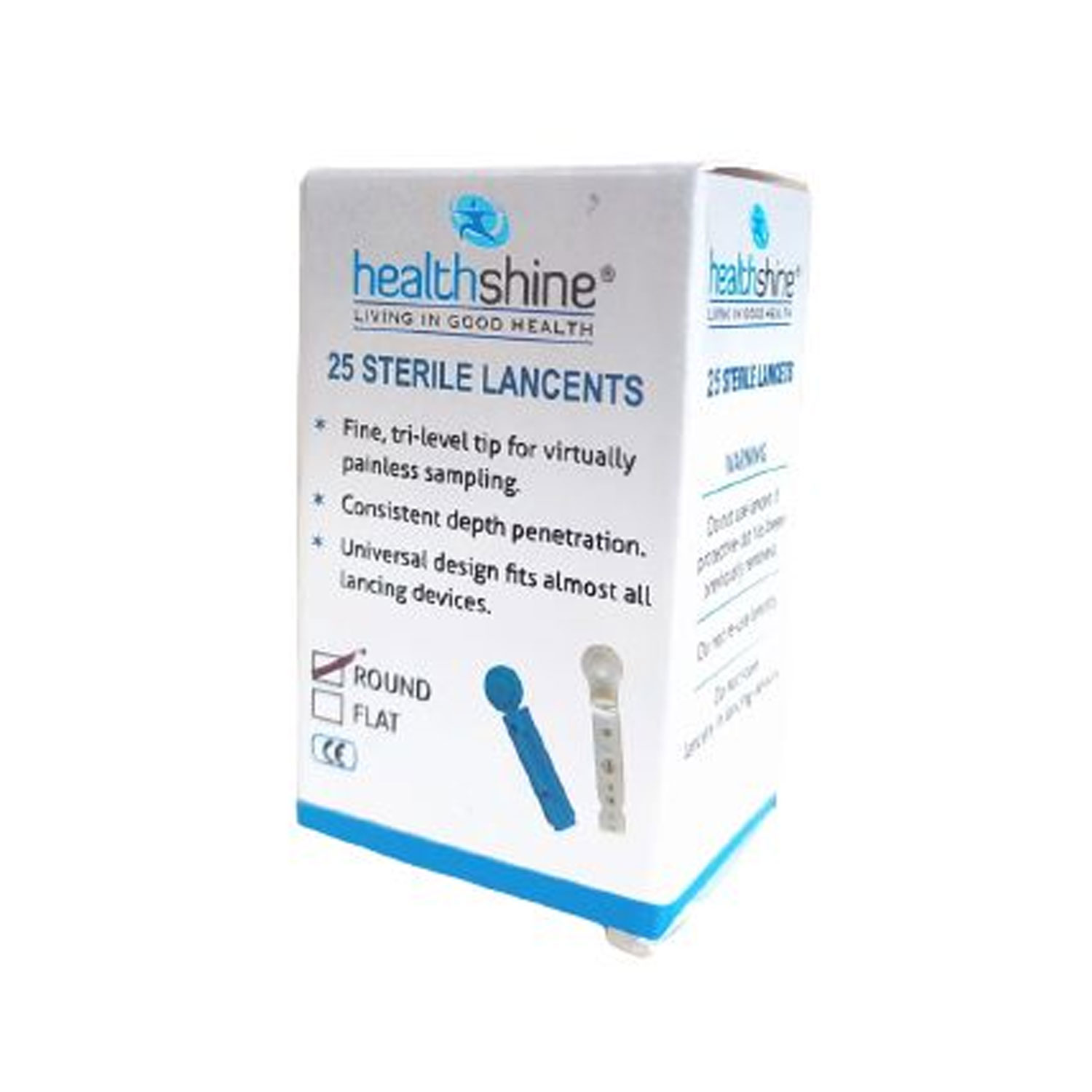 Healthshine Blood Lancets Round / Flat Blue and White (25 pieces ...