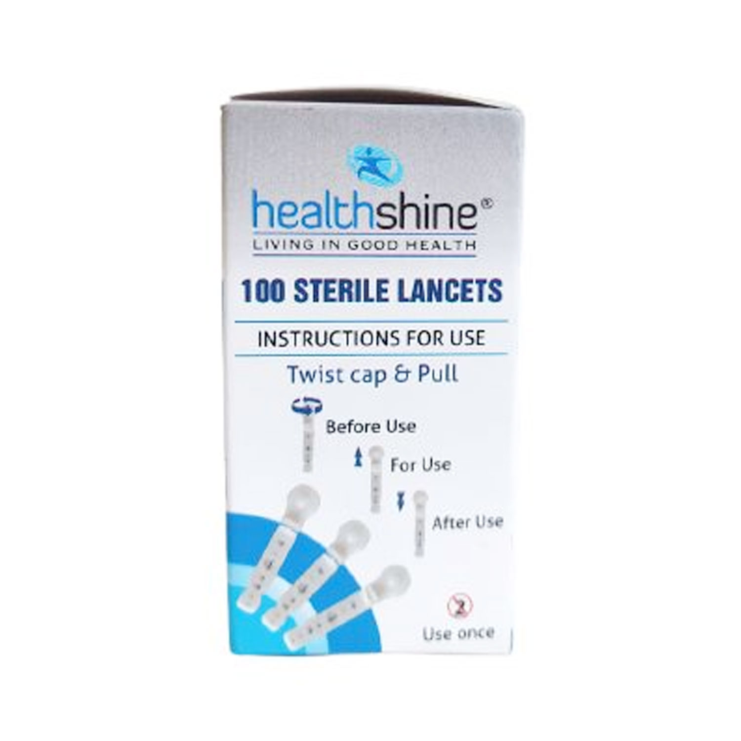Healthshine Blood Lancets Round Flat Blue and White 100 pieces