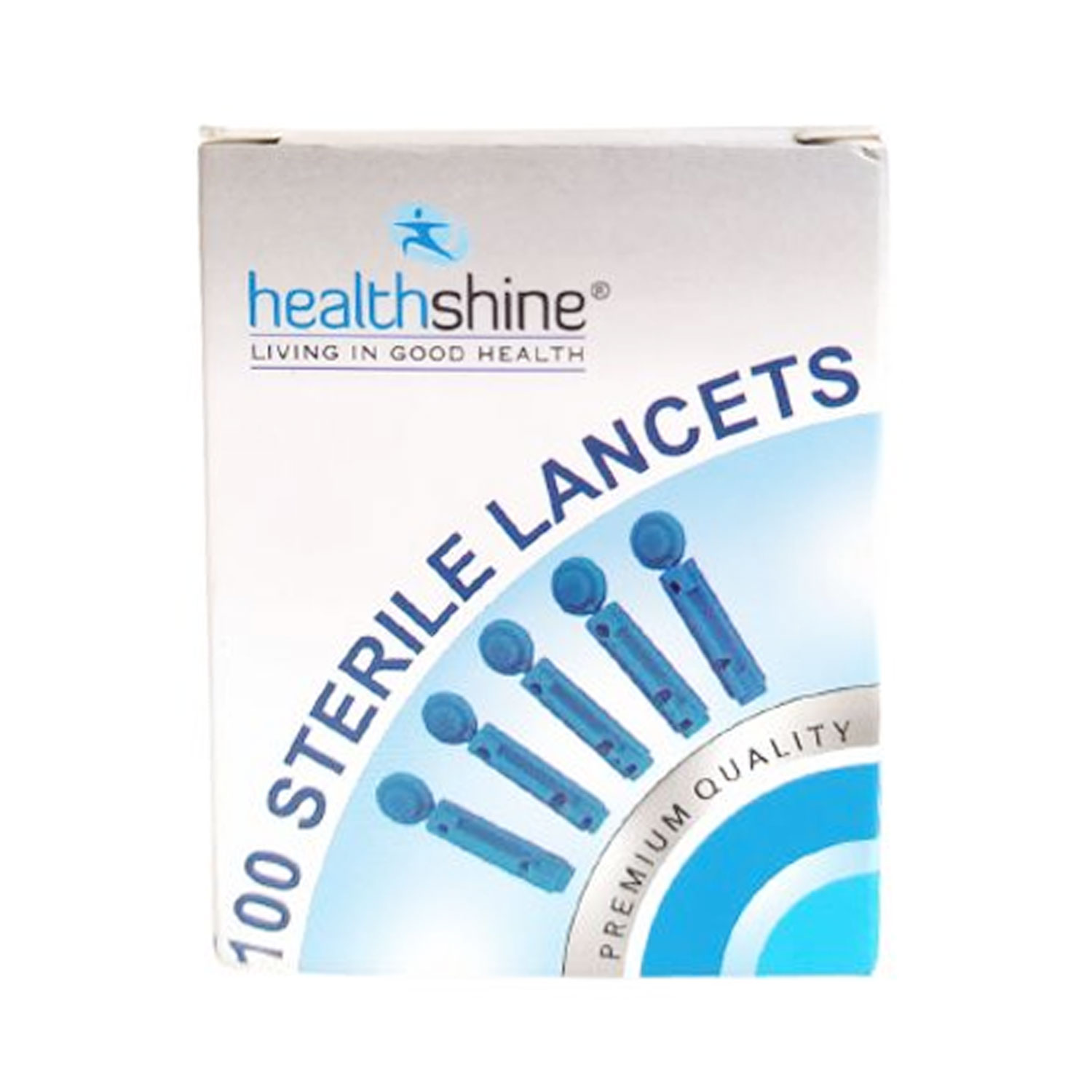 Healthshine Blood Lancets Round Flat Blue and White 100 pieces