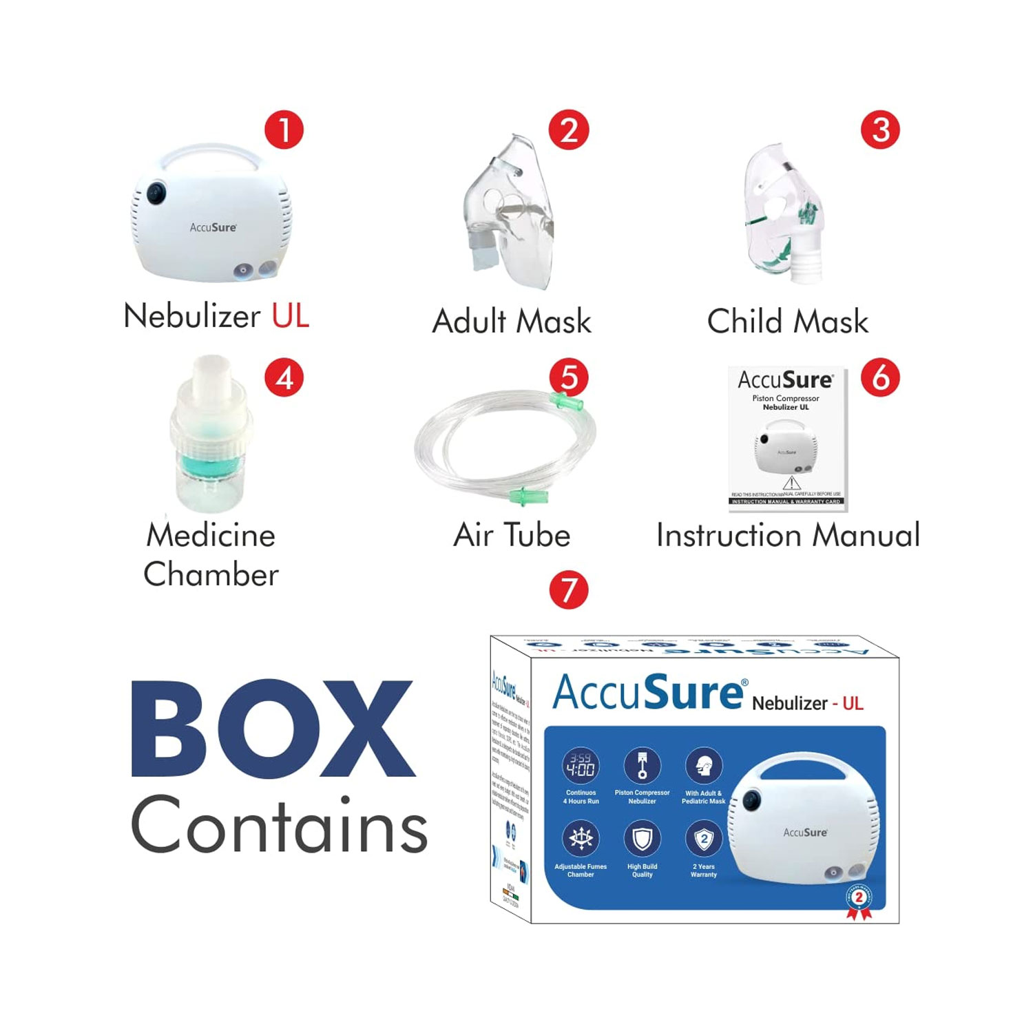 Accusure UL Compressor Nebulizer Machine for Adults and Kids