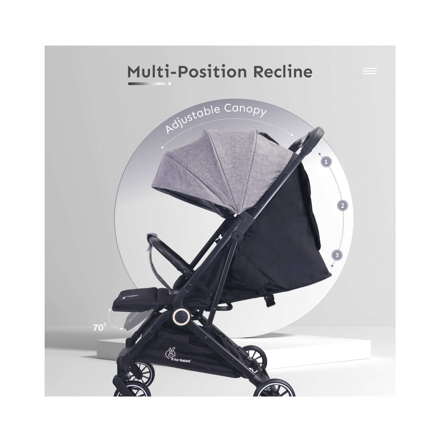 R for Rabbit Pocket Air Baby Stroller for 0 to 3 Years Babies (Grey ...