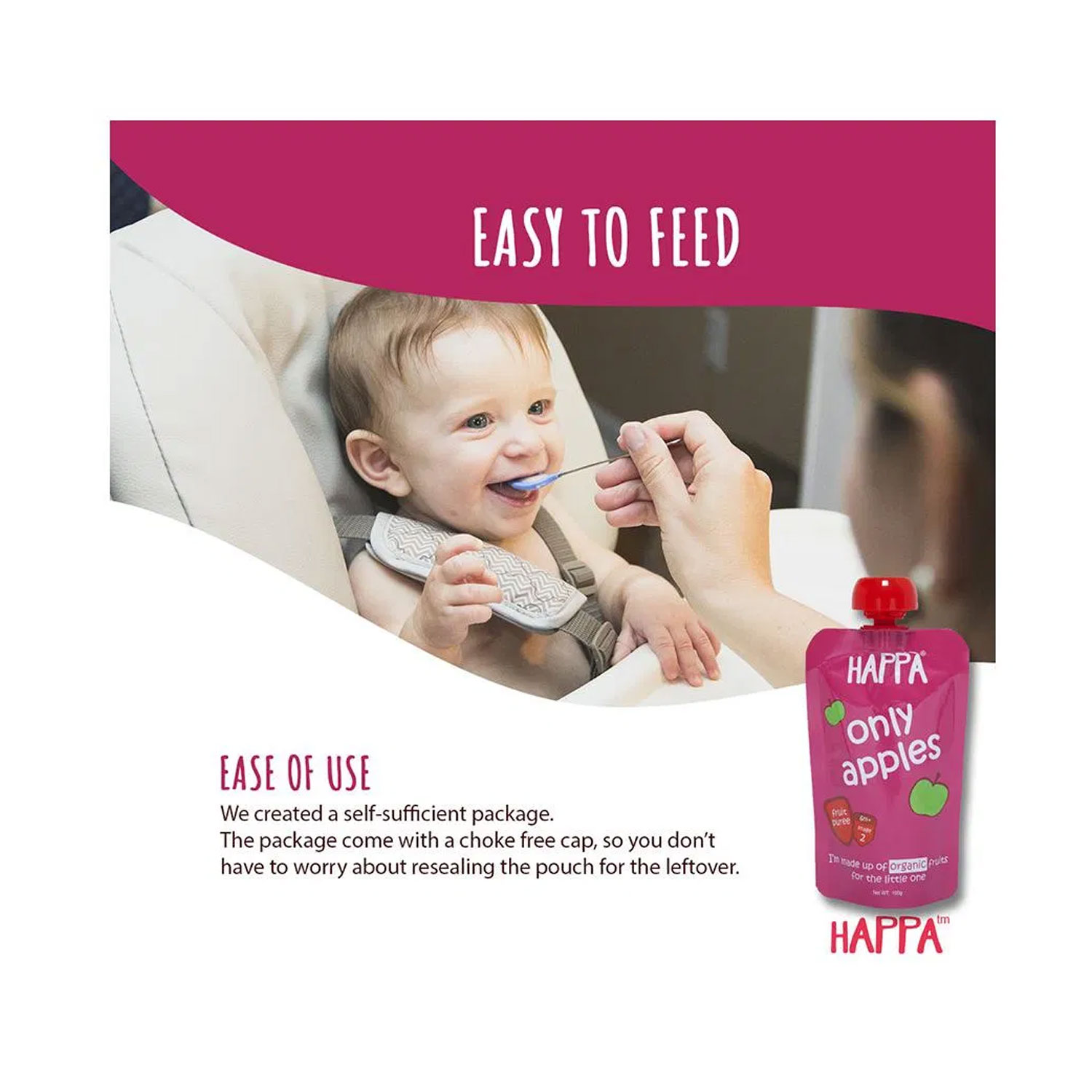 Happa Organic Only Apple Puree, Stage 2, 6 Months+, 100g Each (Pack of ...