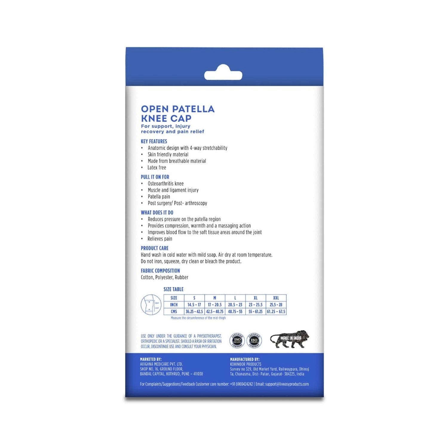 Liveasy Ortho Care Open Patella Knee Cap Large - Cureka - Online Health ...