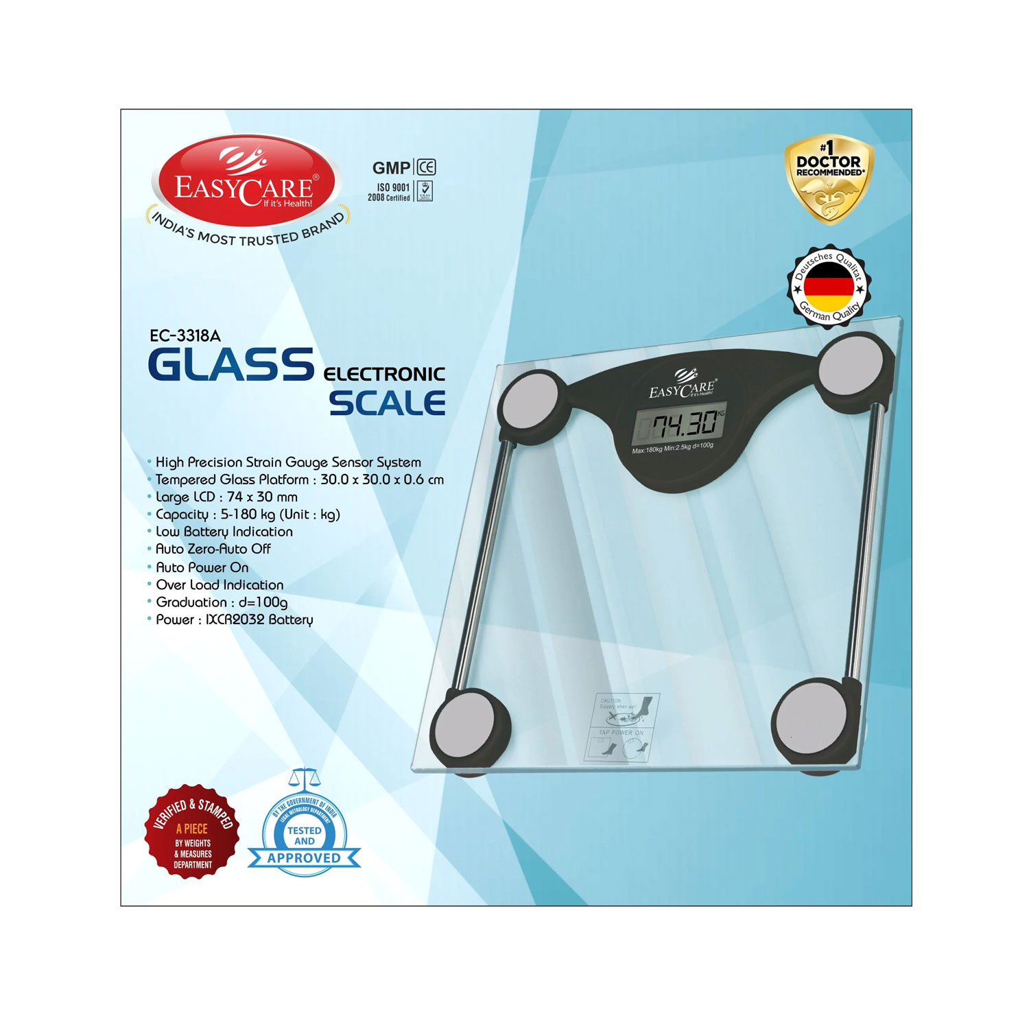 Easycare Digital Glass Weighing Scale with Smart Step-On Technology ...