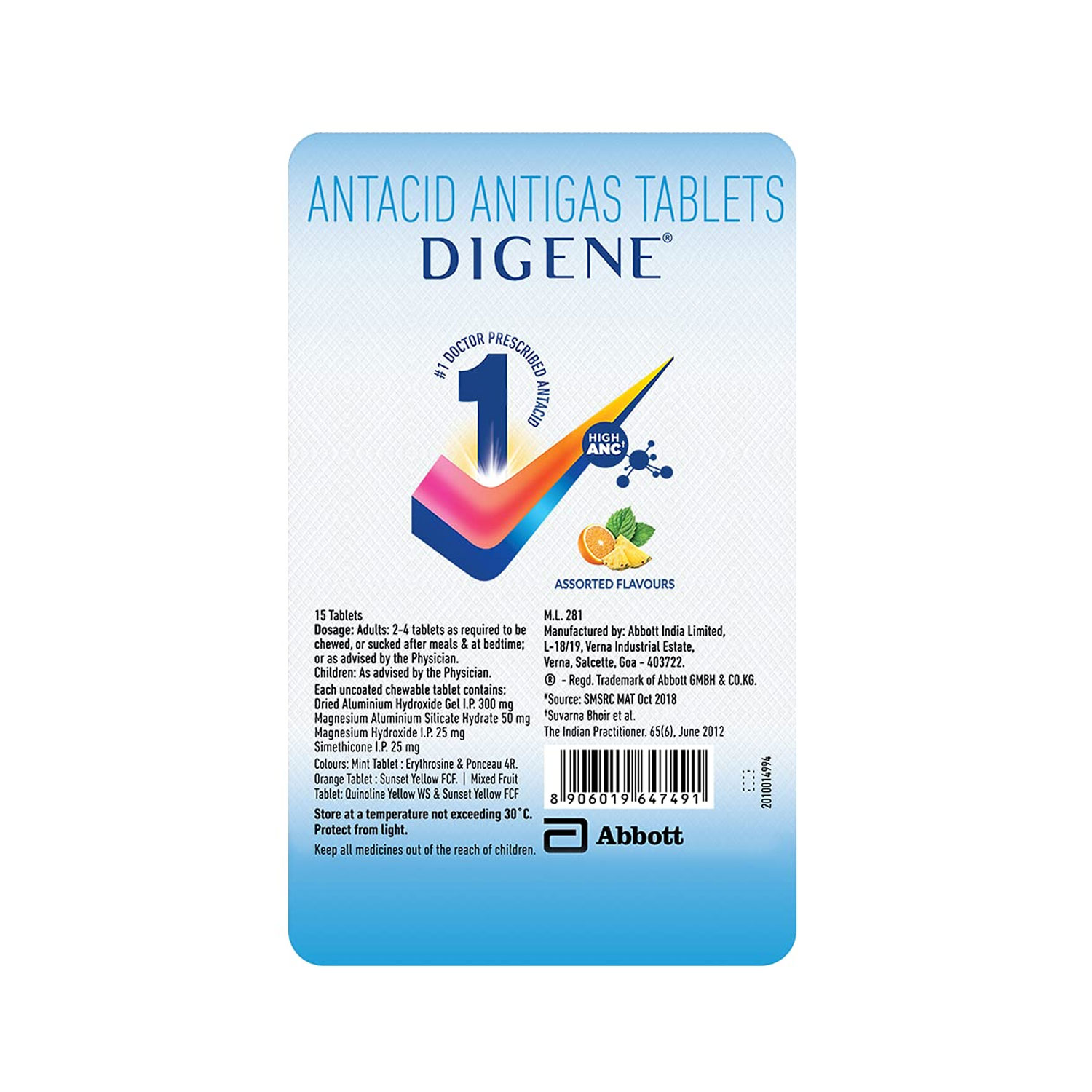 Abbott Digene Antacid Antigas Tablet Assorted Flavour (15 Tablets) Pack ...