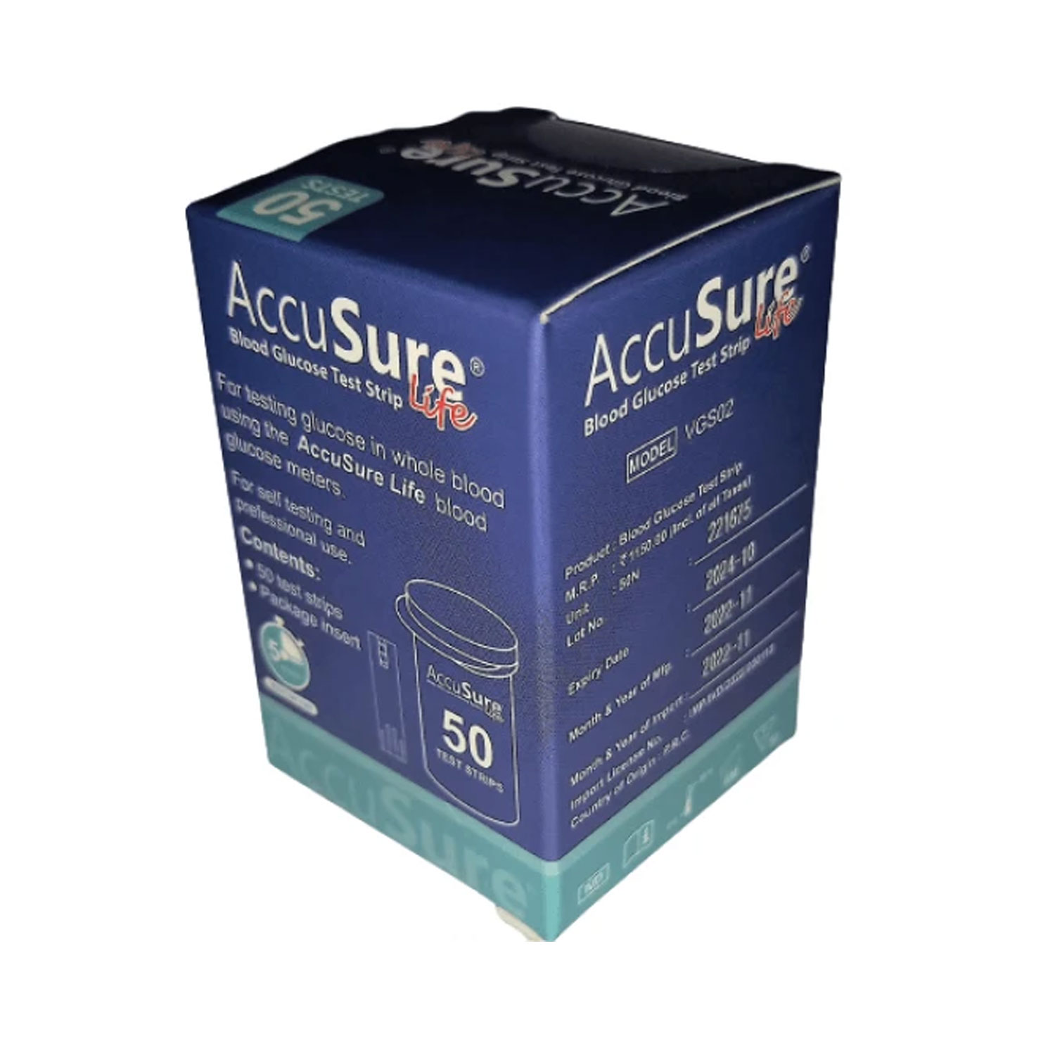 Accusure Life Blood Glucose Test Strips (50 strips) - Cureka