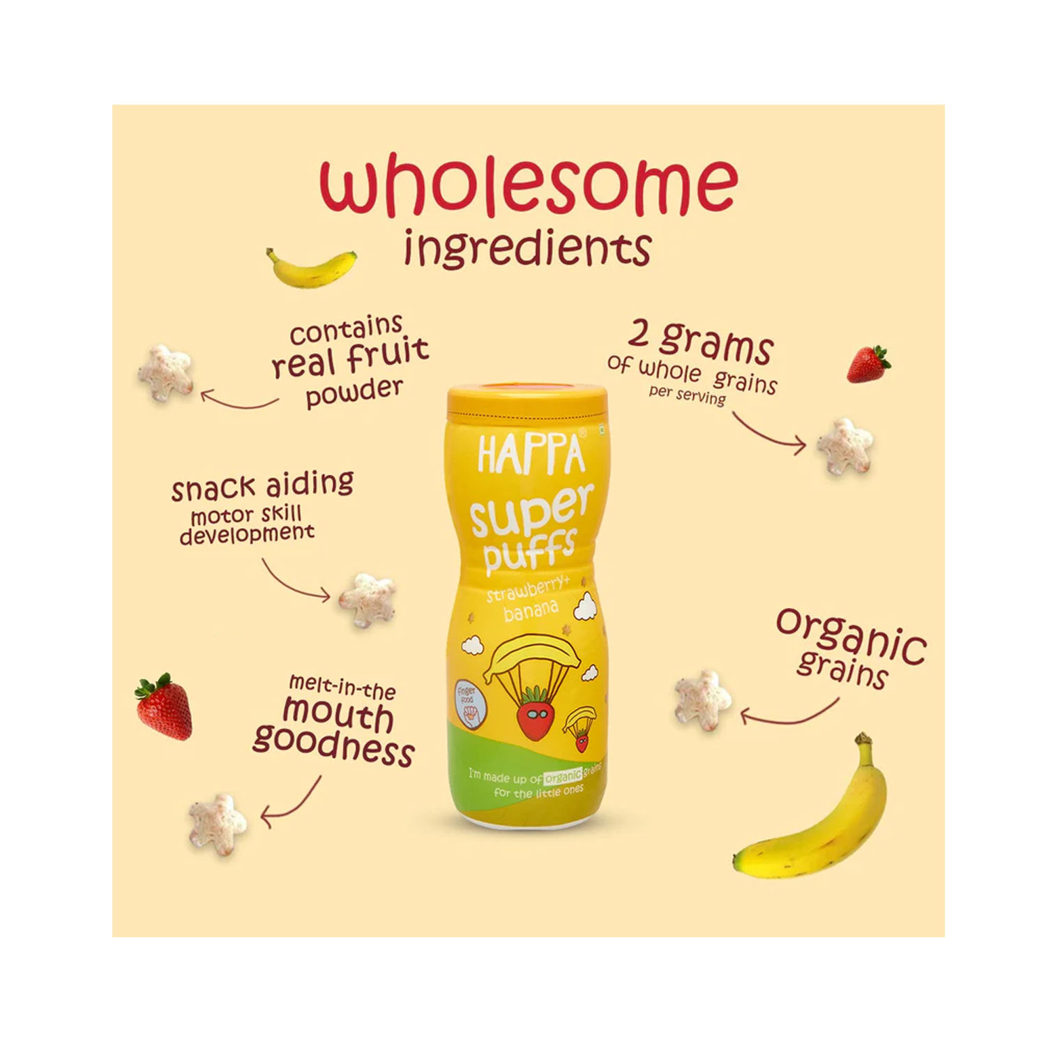 Happa Organic Multigrain Melts Super Puffs (Healthy Organic Snack for ...