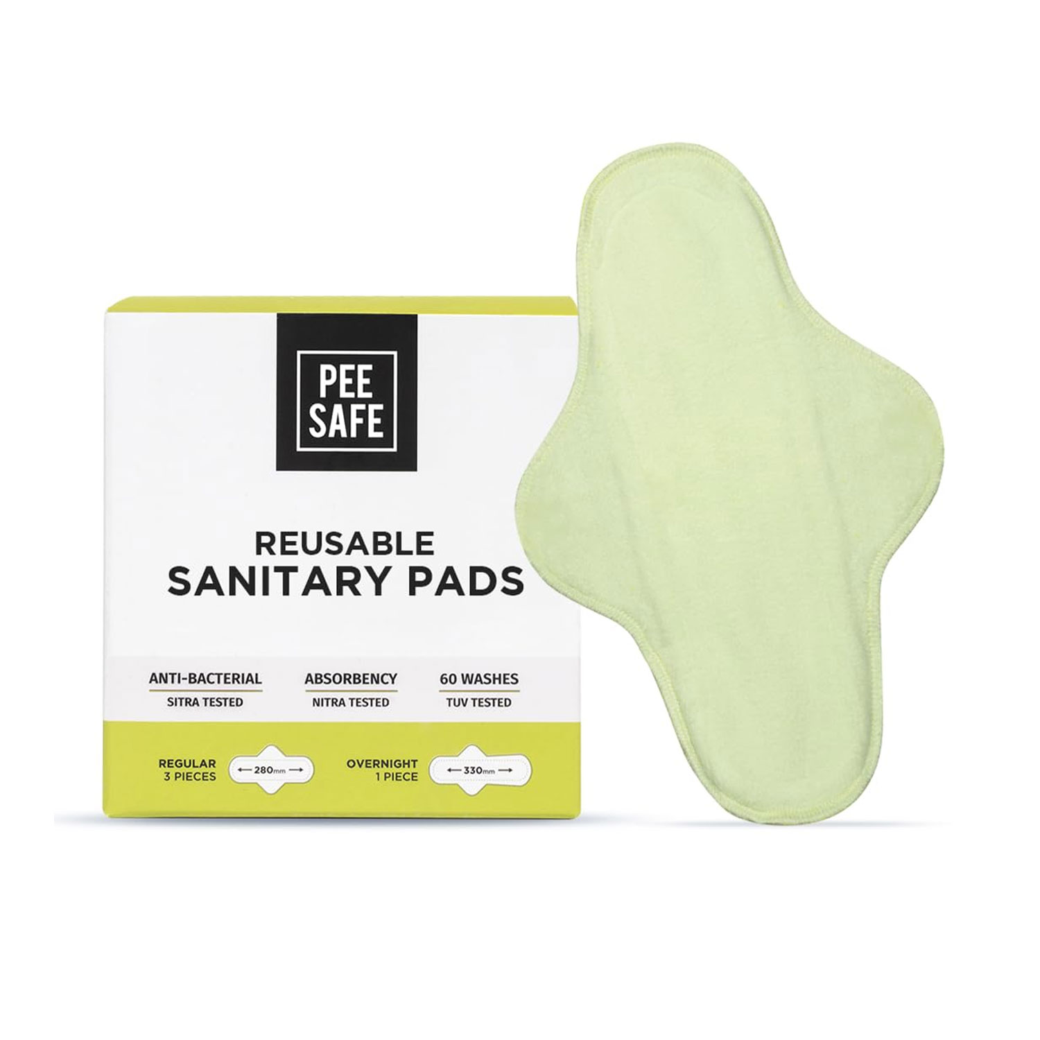 Pee Safe Reusable Sanitary Pads ( 3 Regular, 1 overnight Pad) - Cureka ...