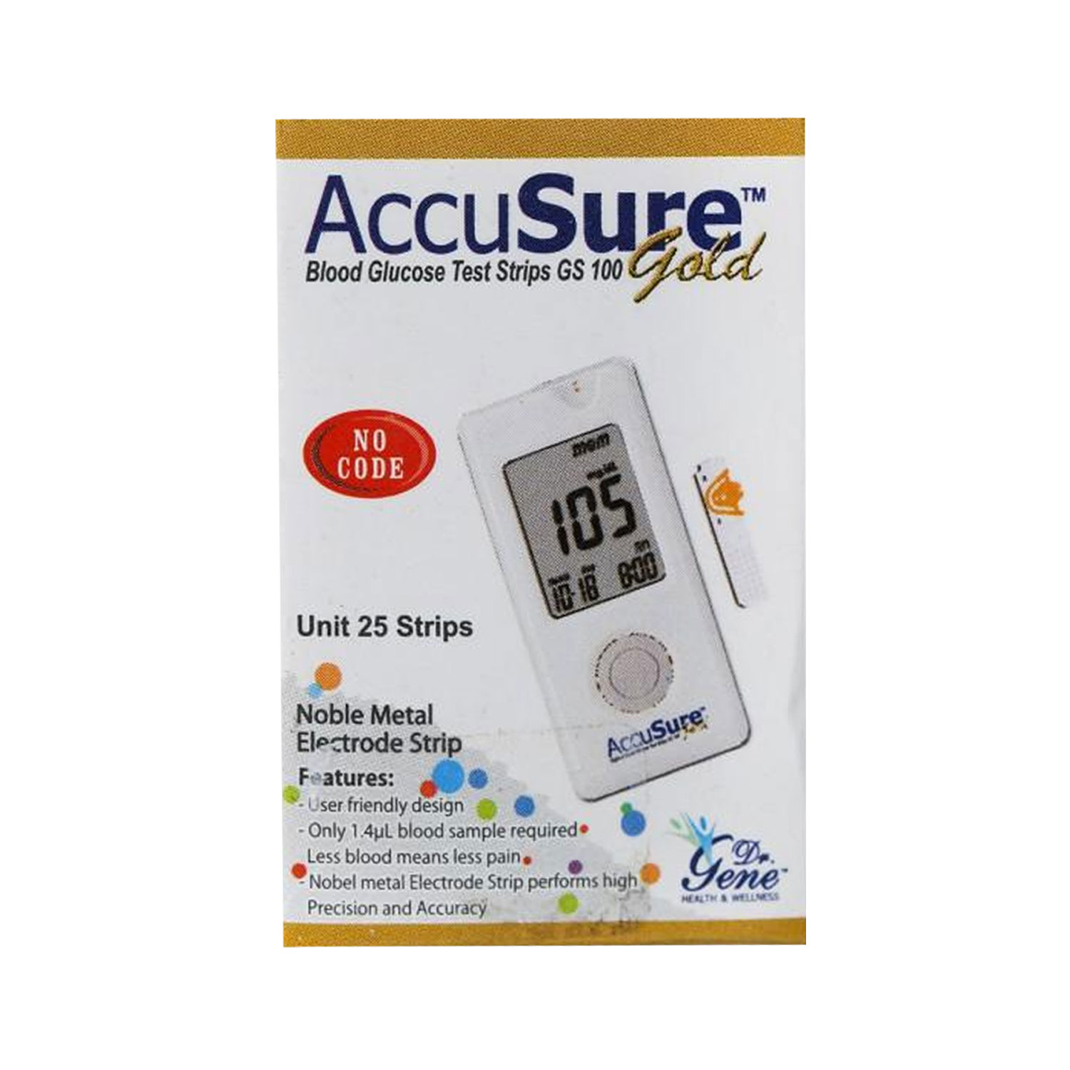 AccuSure Gold Blood Glucose Test Strips 25 Strips - Cureka