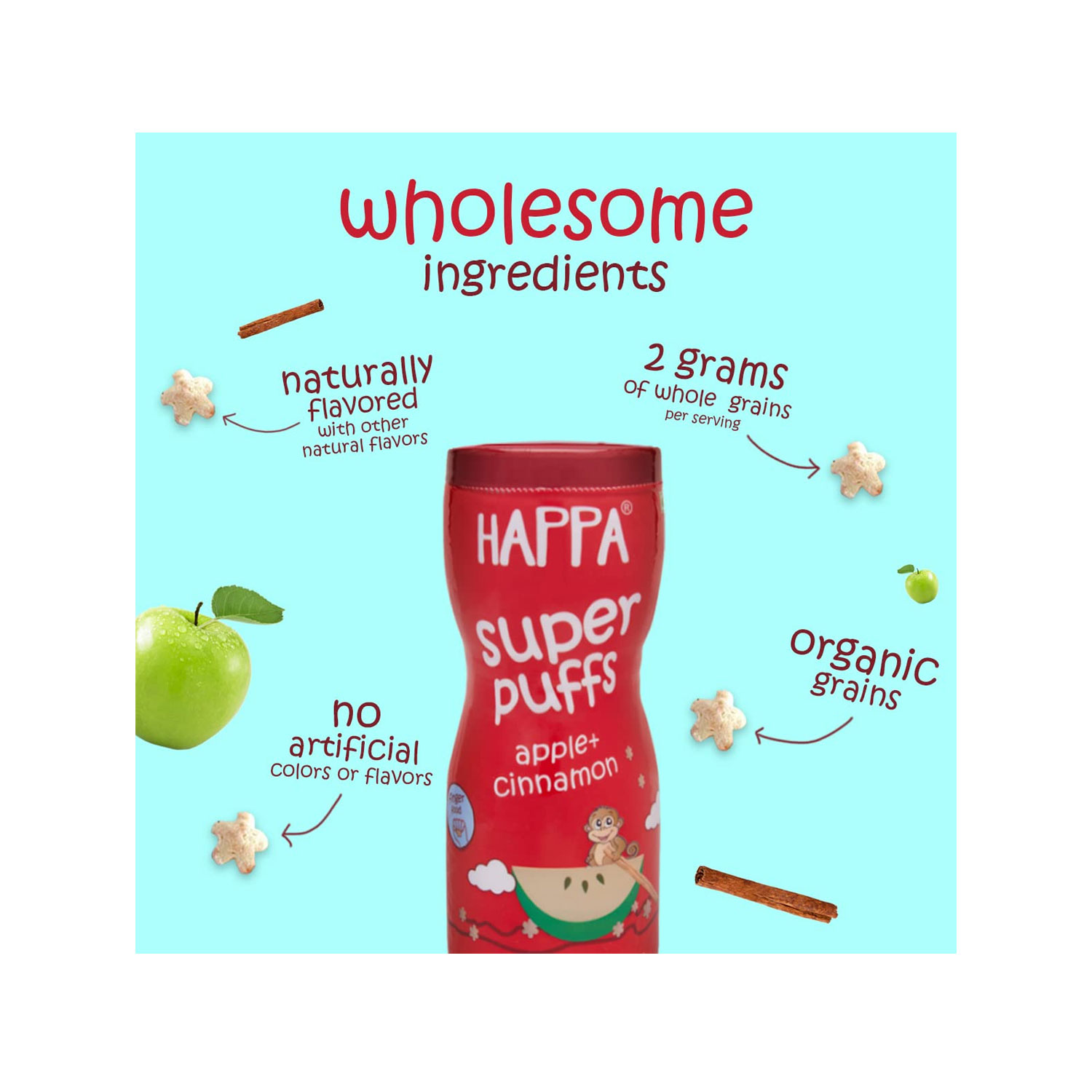 Happa Organic Multigrain Melts Super Puffs (Healthy Organic Snack for ...