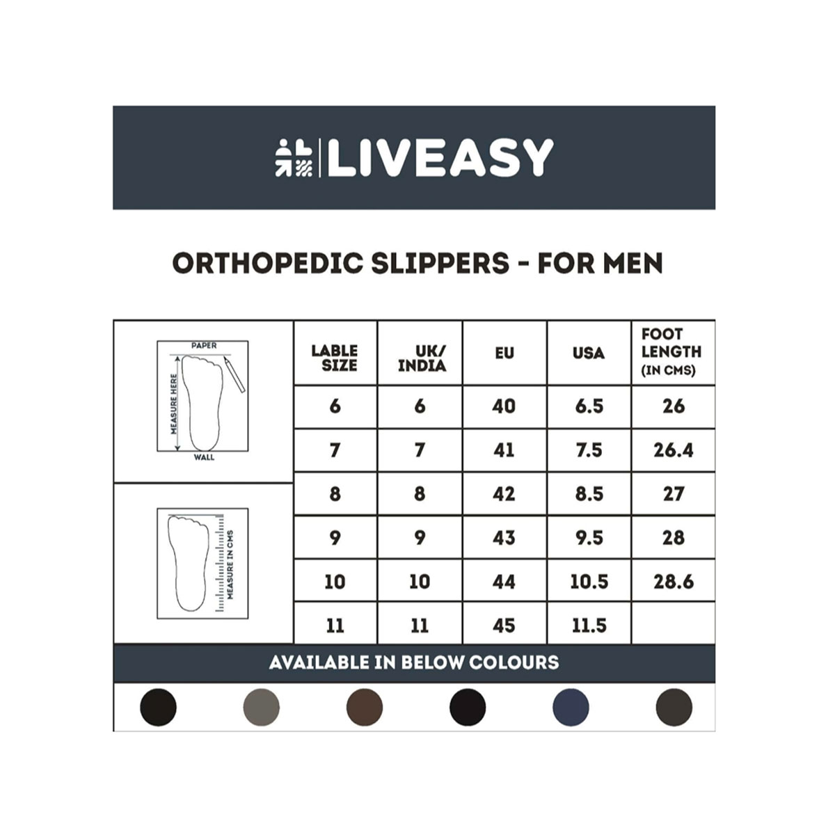Liveasy Diabetic and Orthopedic Slipper for Men (Size 6)