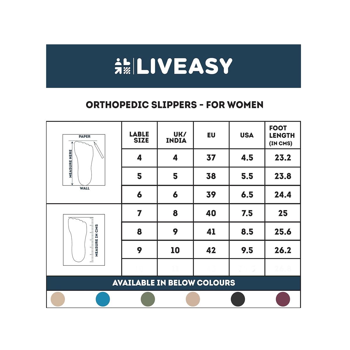 Liveasy Diabetic And Orthopedic Slipper for Women Size 4