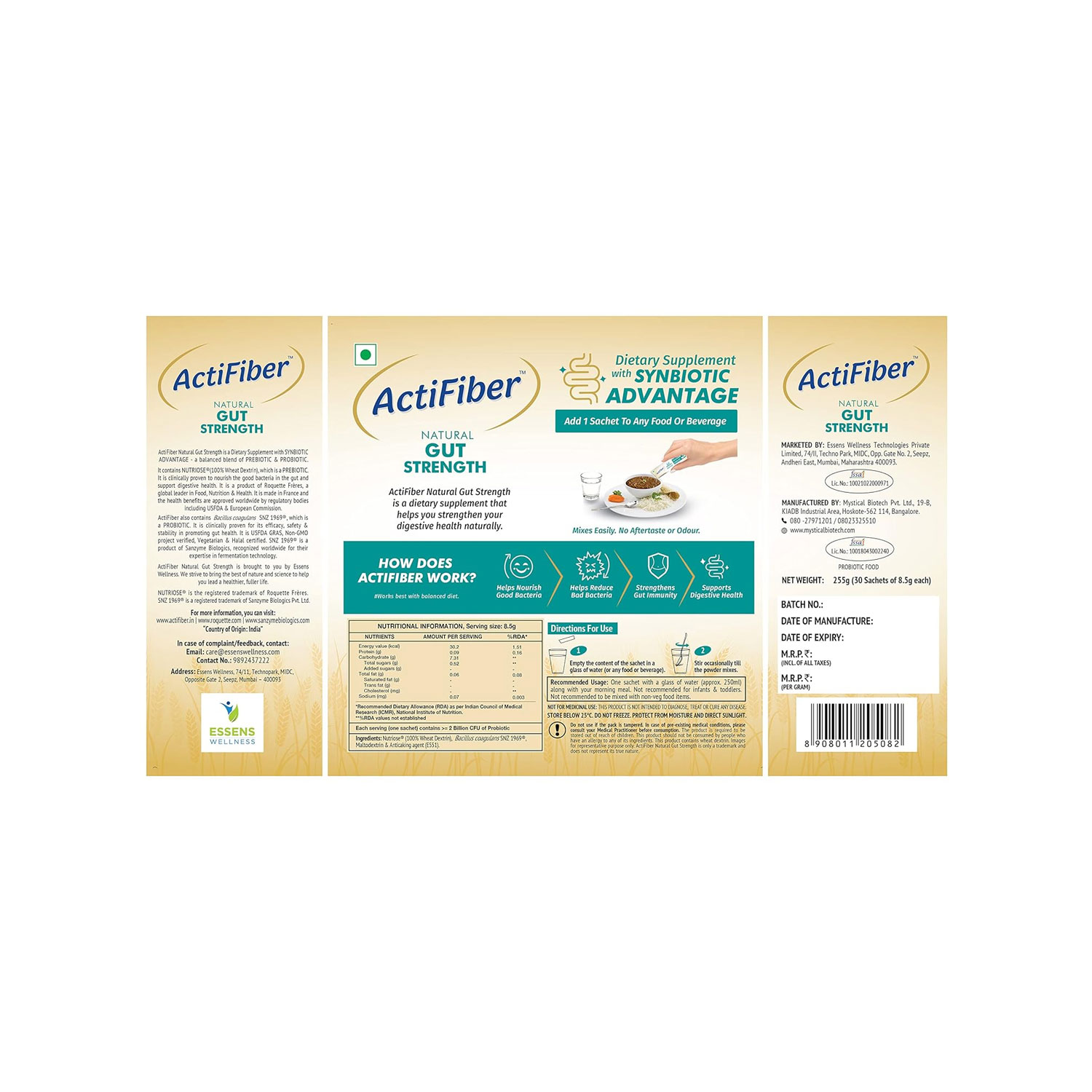 Essence Wellness Actifiber Natural Gut Strength 30sachets/ 255gm