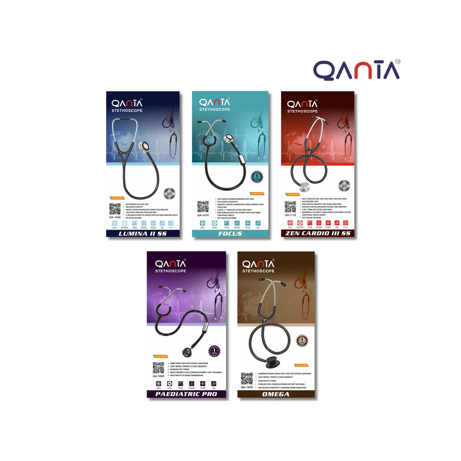 Qanta Stethoscope Focus Aluminium Anodized Chest Piece (Green)