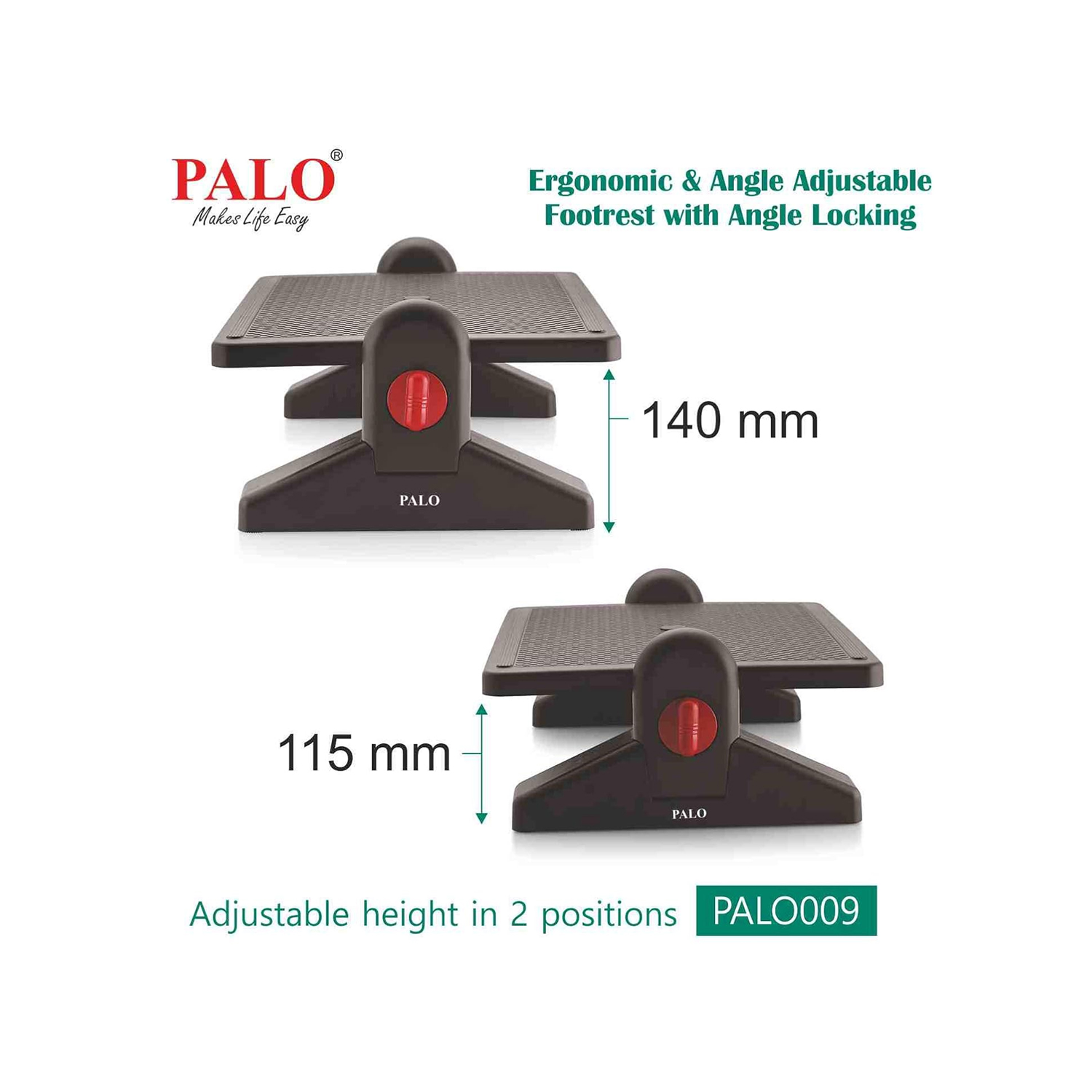 Palo Ergonomic and Height Adjustable Foot Rest with Angle Locking ...