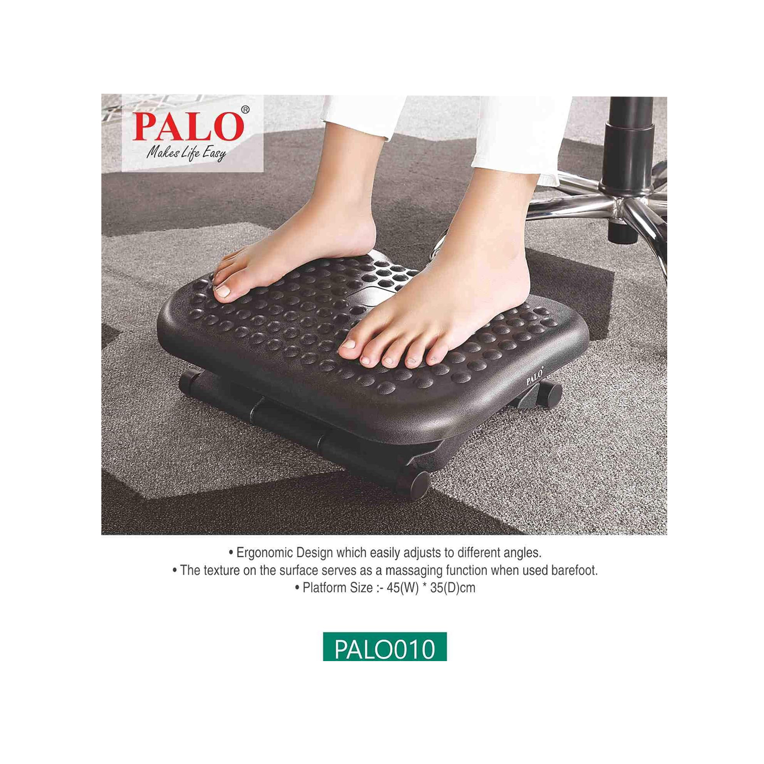 Palo Ergonomic and Three Height Adjustable Footrest with Bumps
