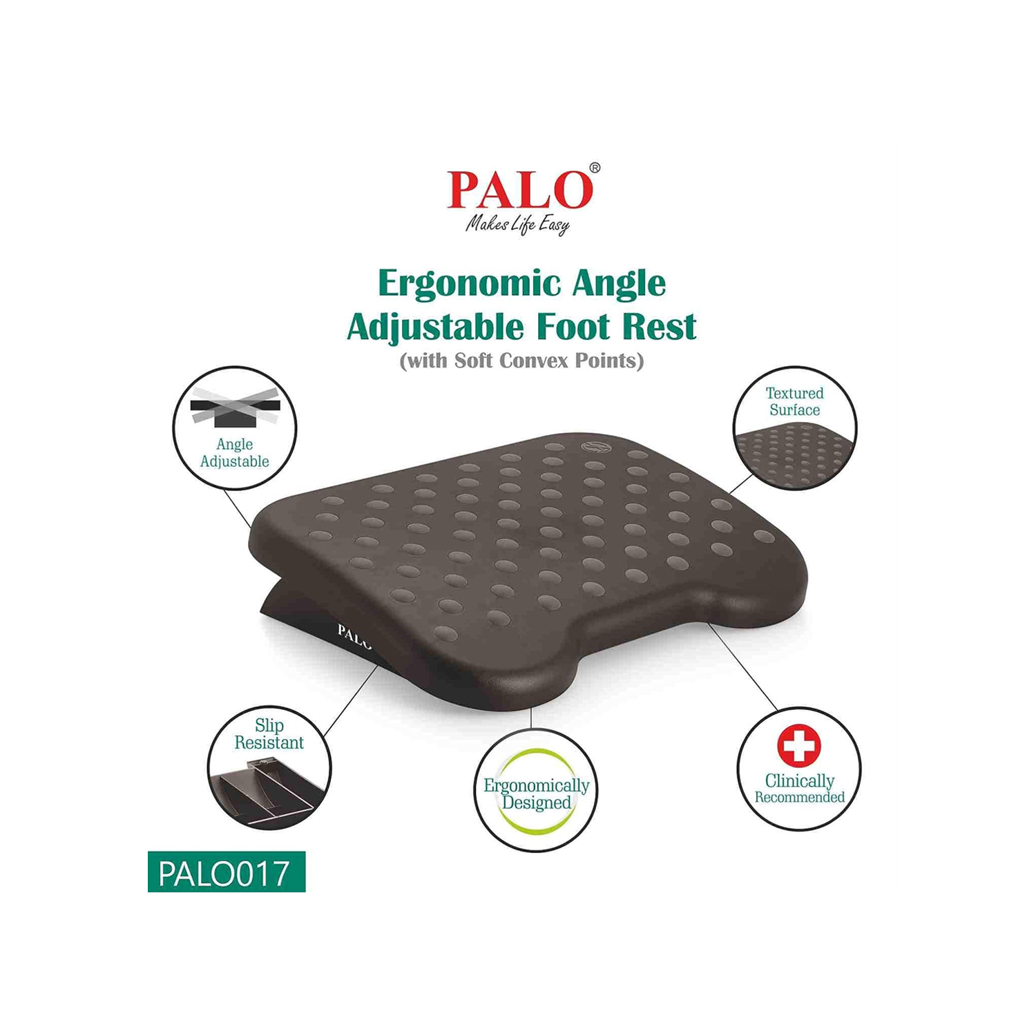 Palo Ergonomic Angle Adjustable Footrest with Soft Convex Points ...
