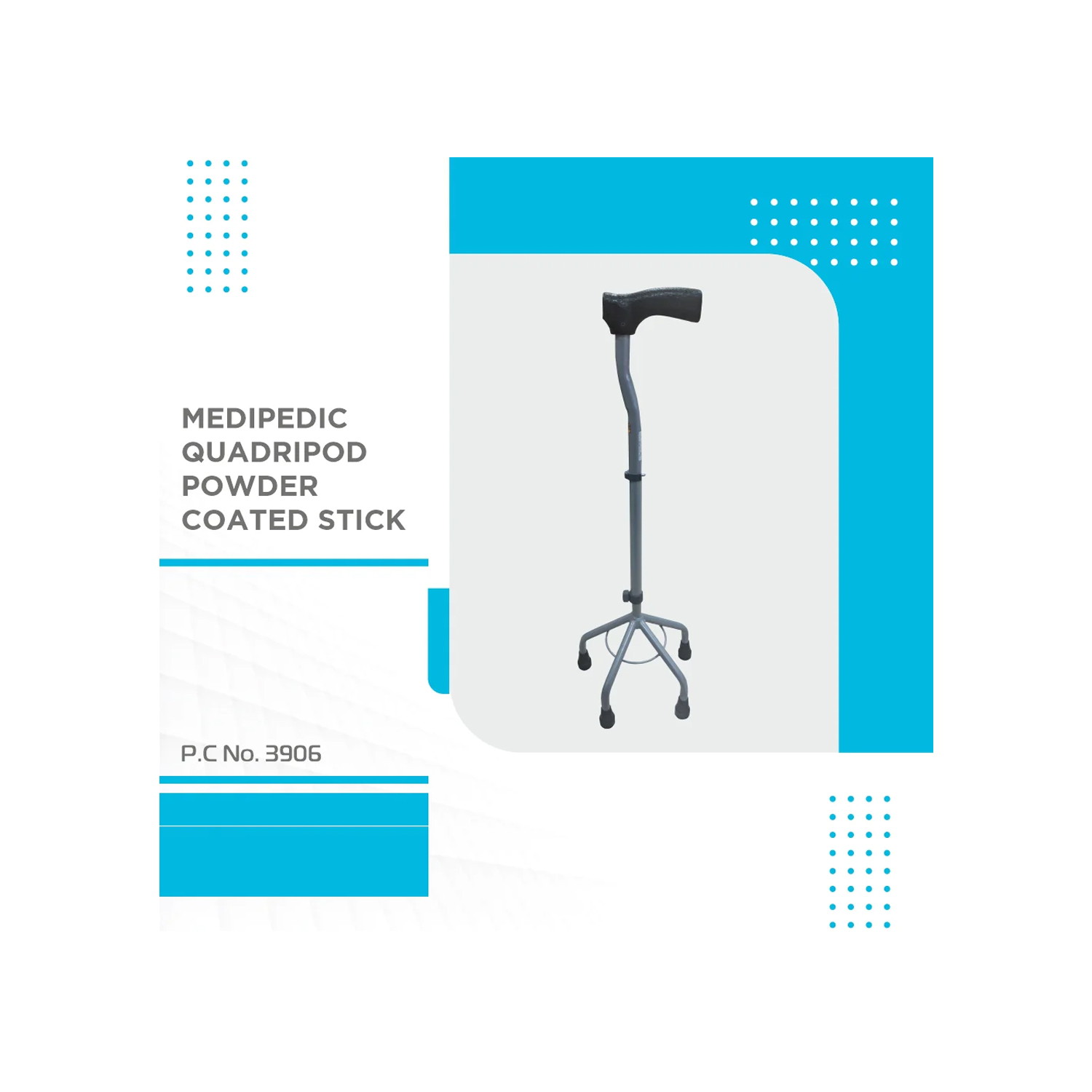 Vissco Medipedic Quadripod Powder Coated Stick - Cureka