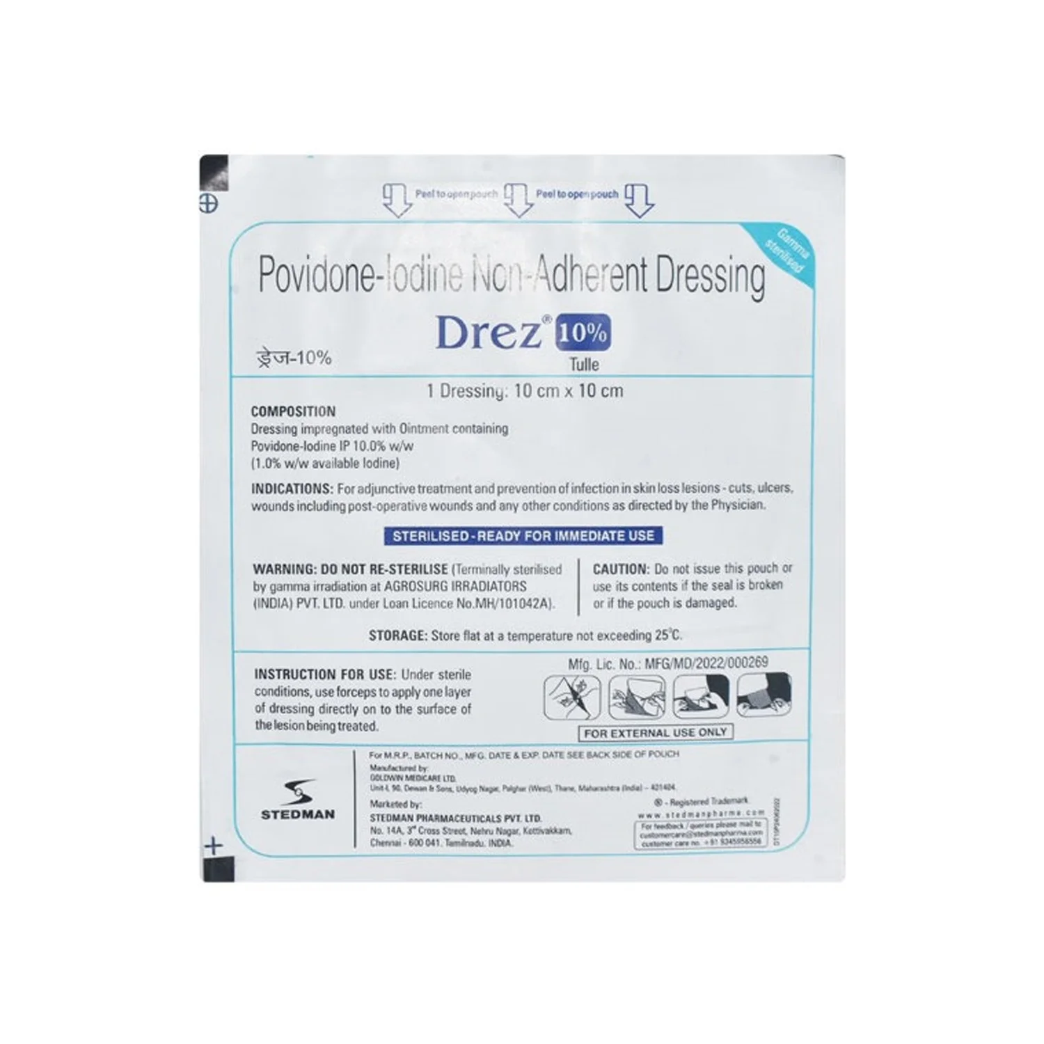 Drez 10% antiseptic tulle gras dressing 10cm X 10cm | Doctors Approved