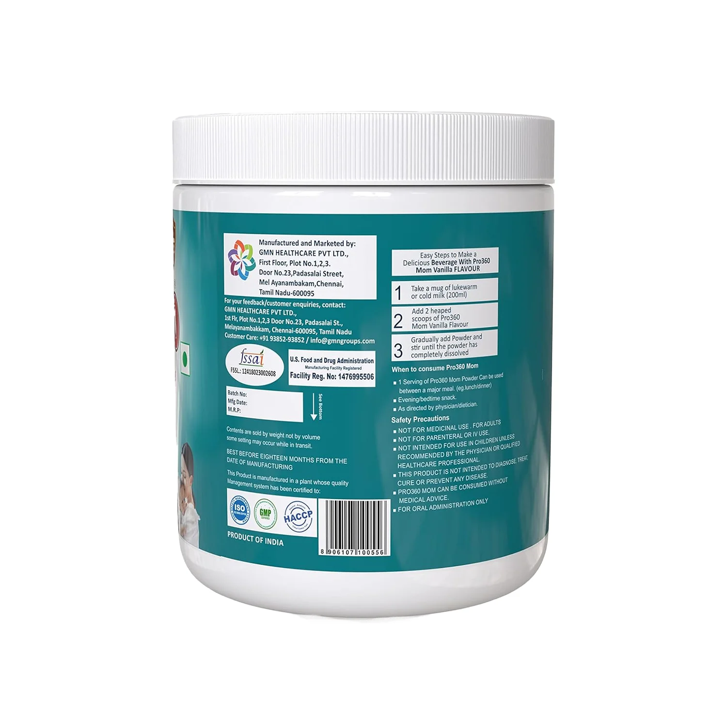 GMN Pro360 Mom Protein Powder Vanilla Flavor 200g Jar - Cureka