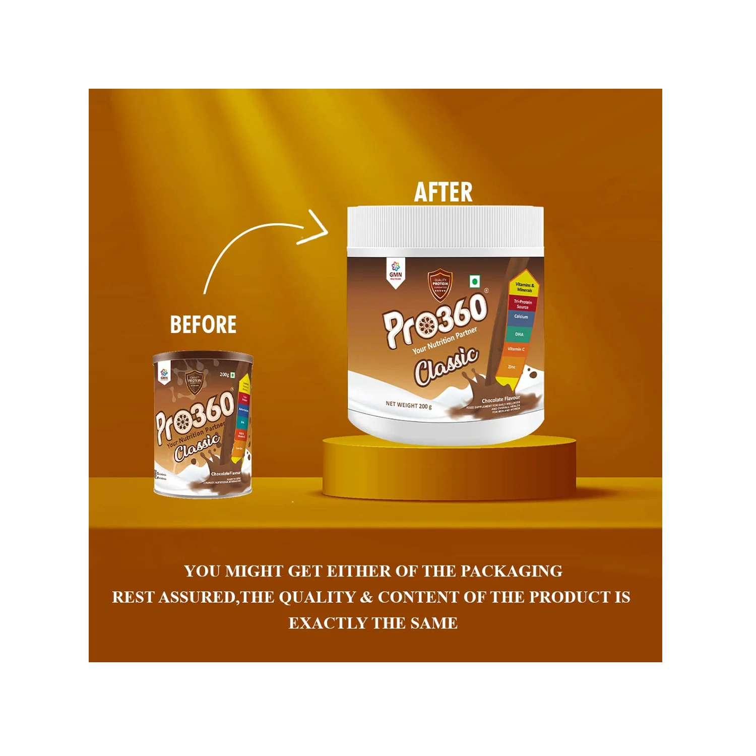 GMN Pro360 Classic Protein Powder Chocolate Flavour (200g)