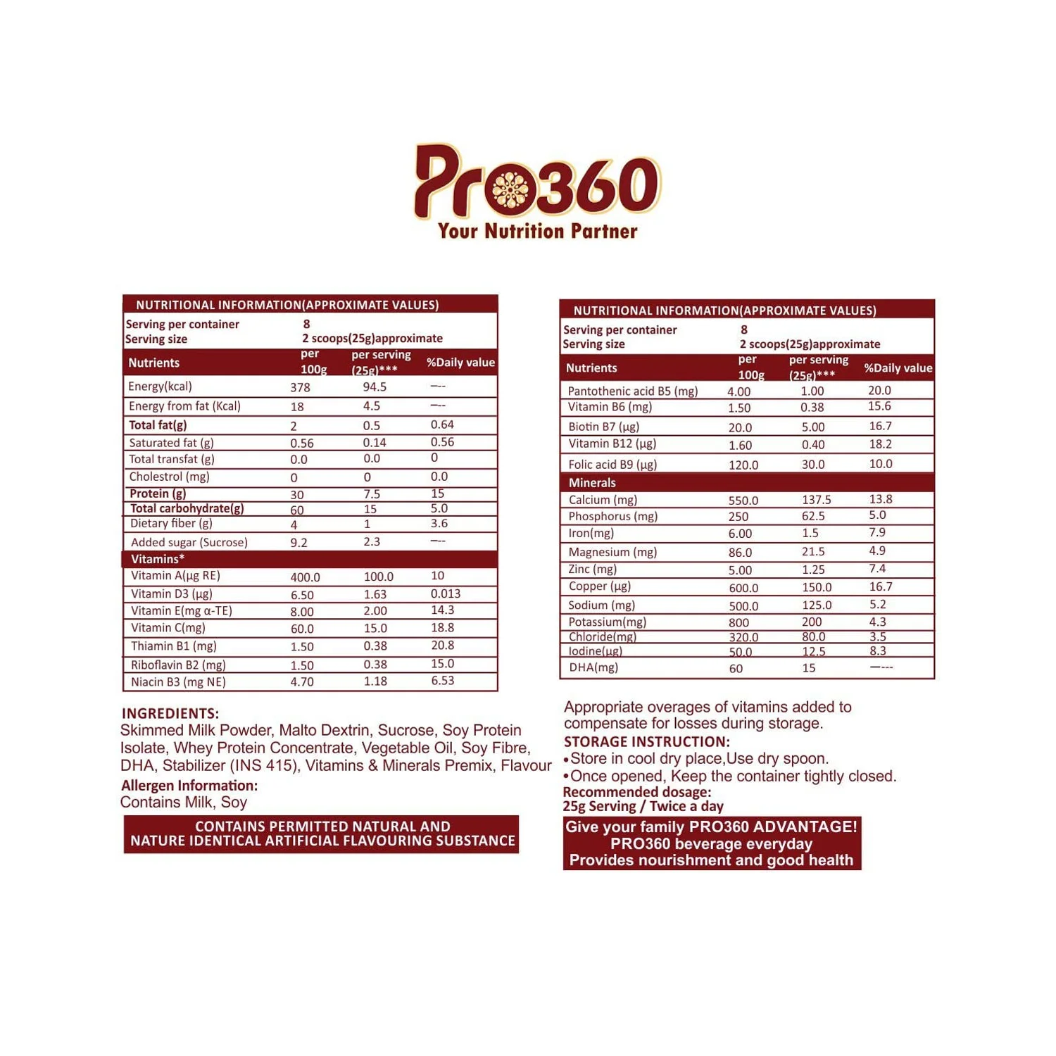 Buy Pro360 Classic Nutrition Protein Powder Vanilla (200g)
