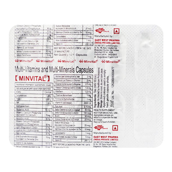 Minvital Capsule 10 Tablets - Cureka - Online Health Care Products Shop