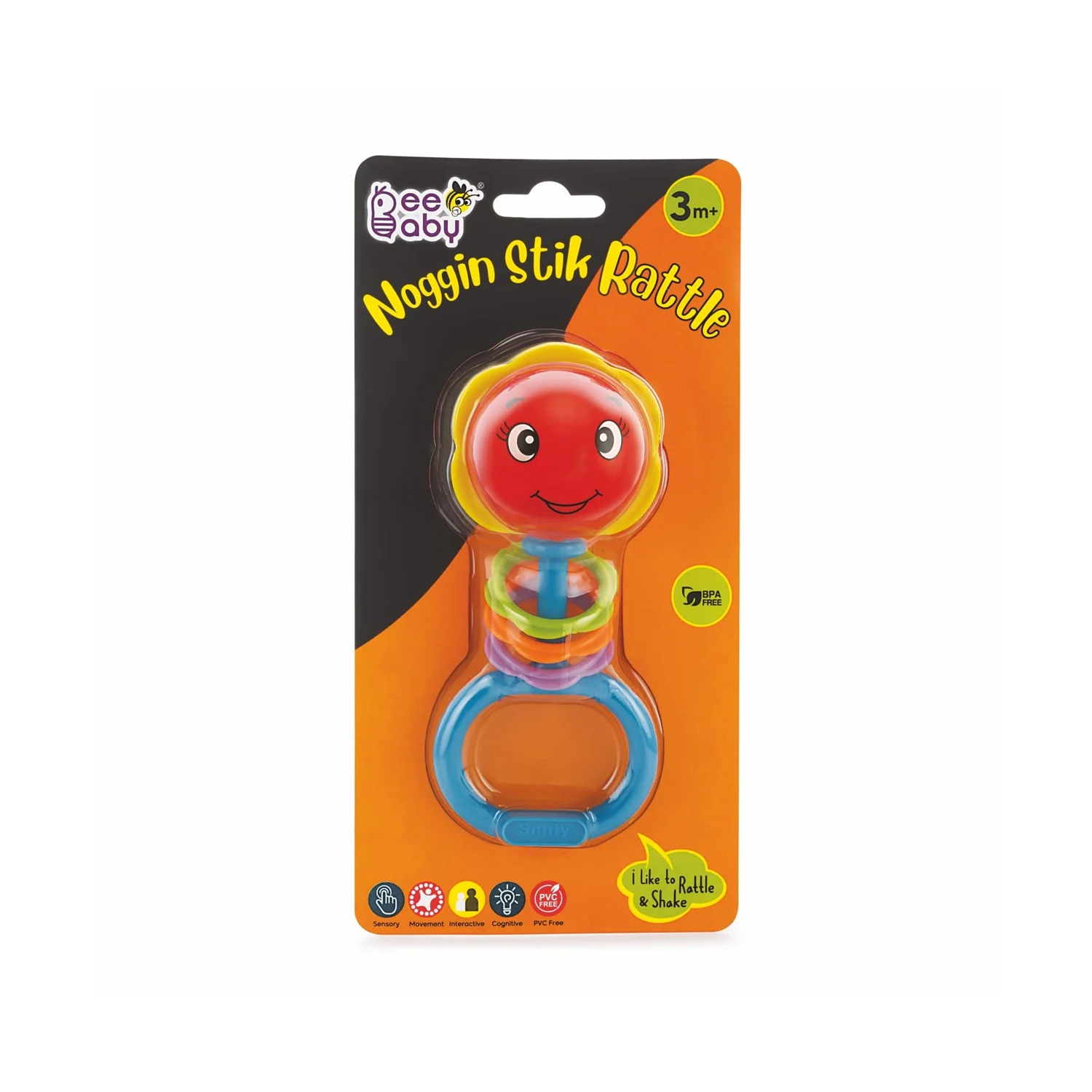 BeeBaby Noggin Stick Rattle for Newborn Blue - Cureka